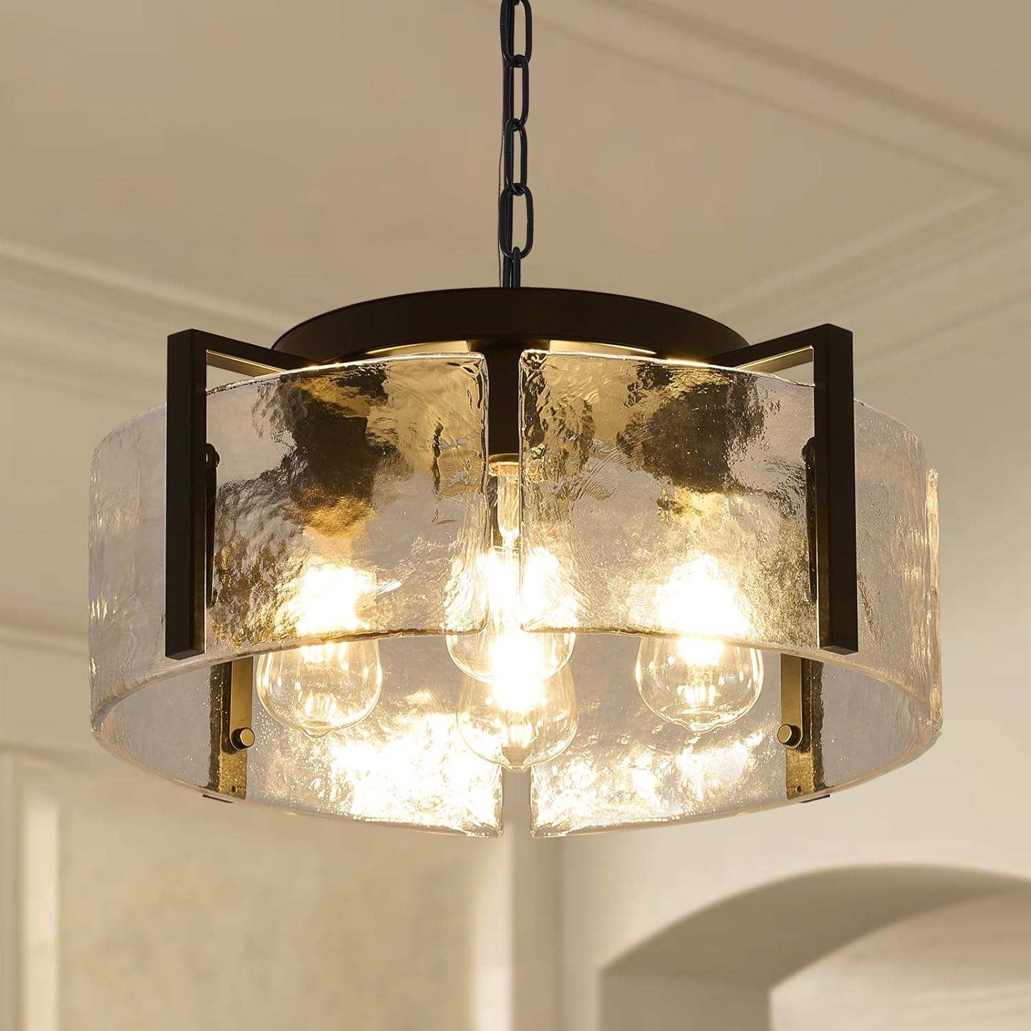Black Chandelier for Dining Room Light Fixture, 4 Light Entryway Light ...