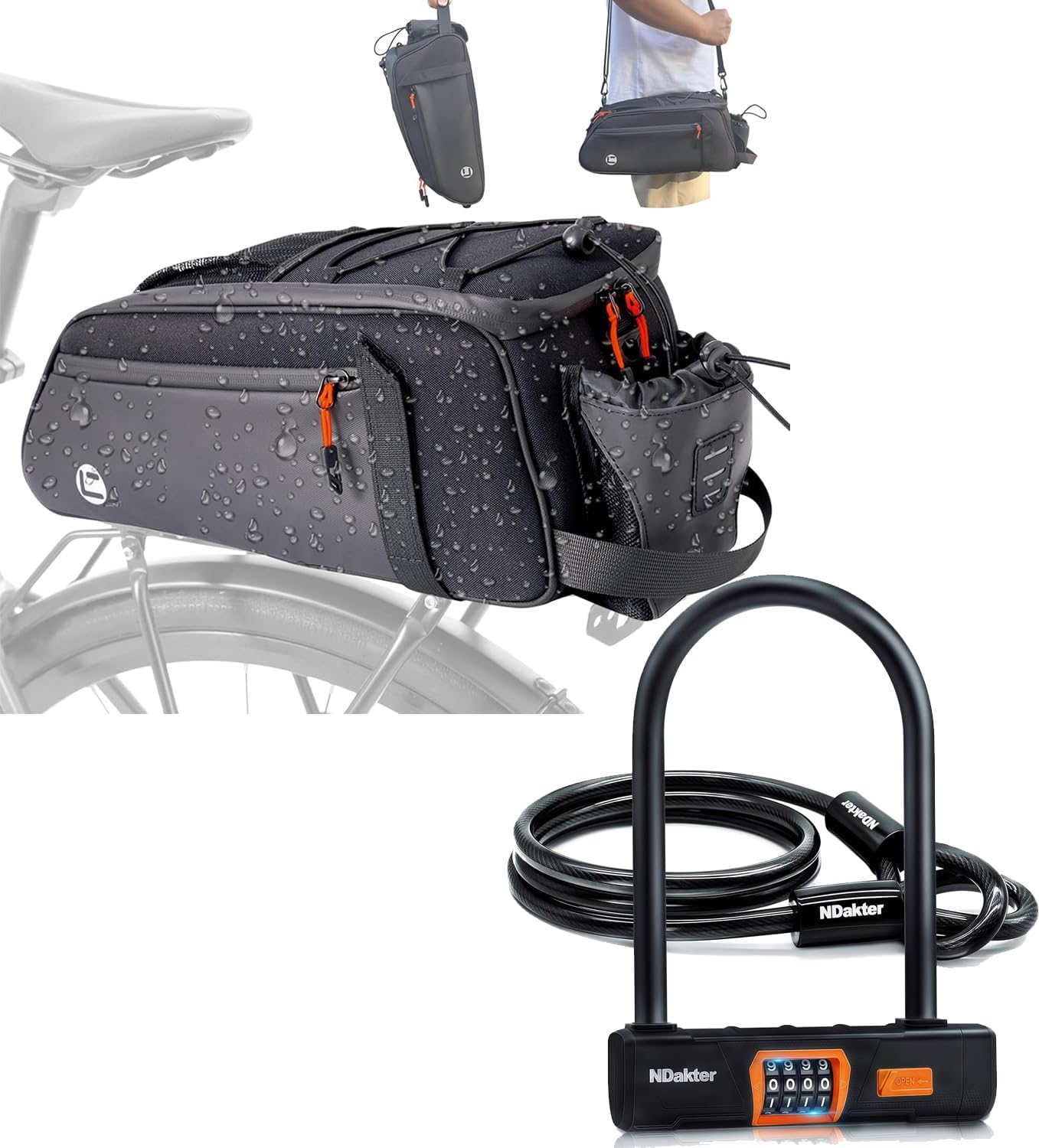 Amazon.com: NDakter Bike Bags for Bicycle Rear Rack - 10L Waterproof 3 IN 1 Ebikes Trunk Bag ...