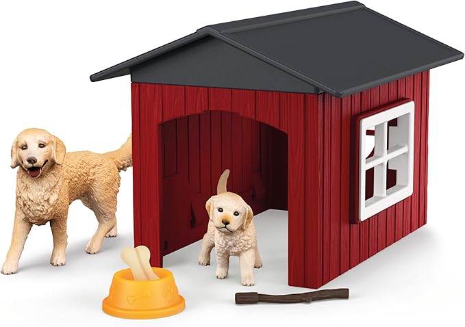 Amazon.com: Schleich Farm World - 6pc Toy Dog Kennel Play Set with ...