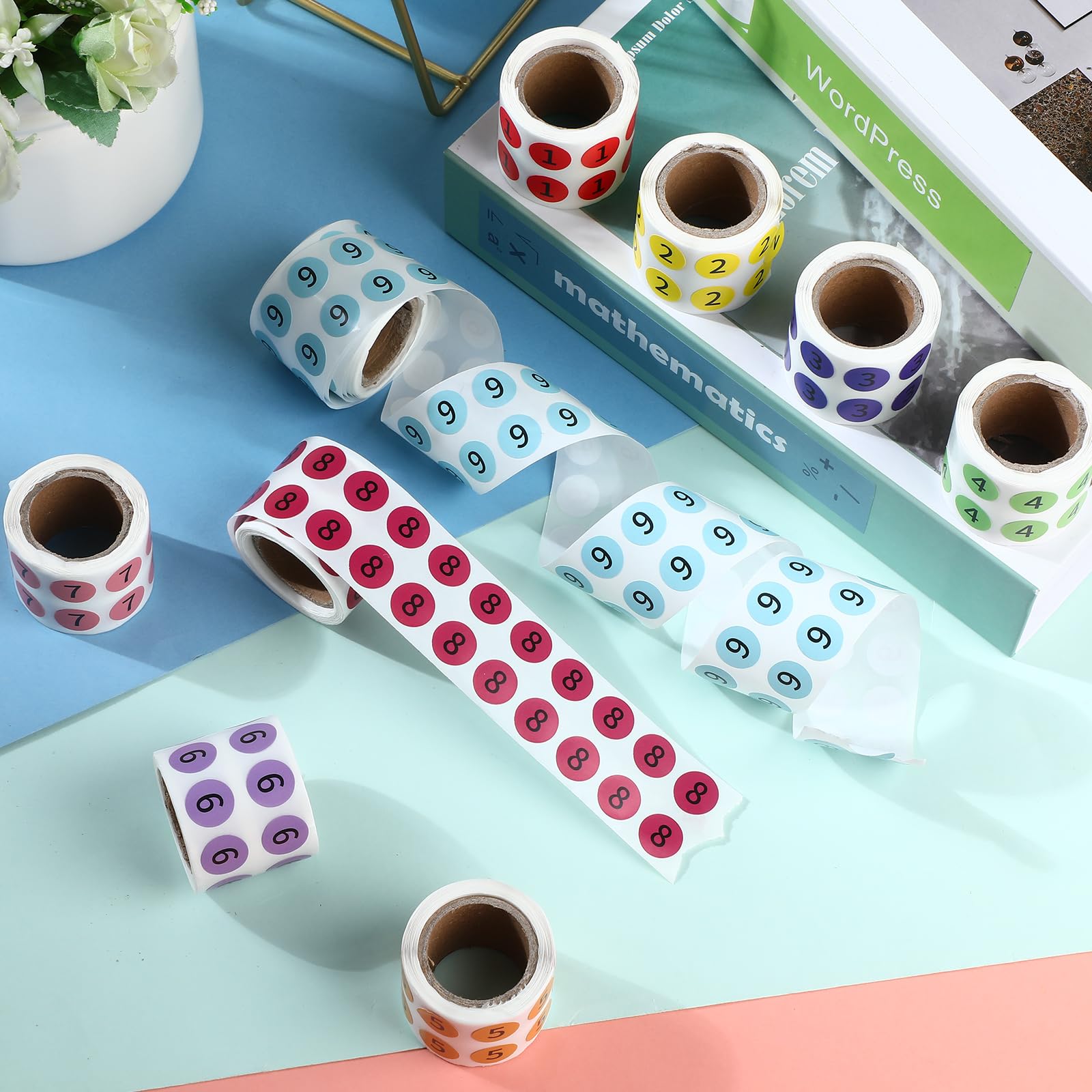 Snapklik.com : 4500 Pieces 9 Rolls Circle Number Sticker 1-9 Warehouse ...