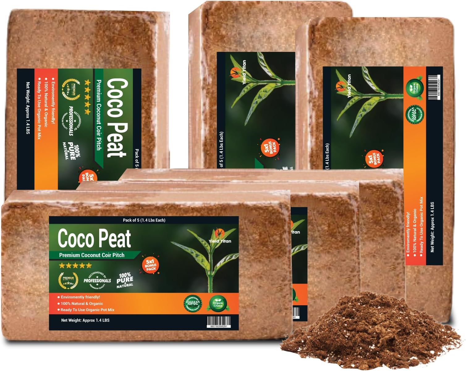 Amazon.com : Coco Coir (650 Grams, 5+1 Bricks) - Compressed Coco Coir ...