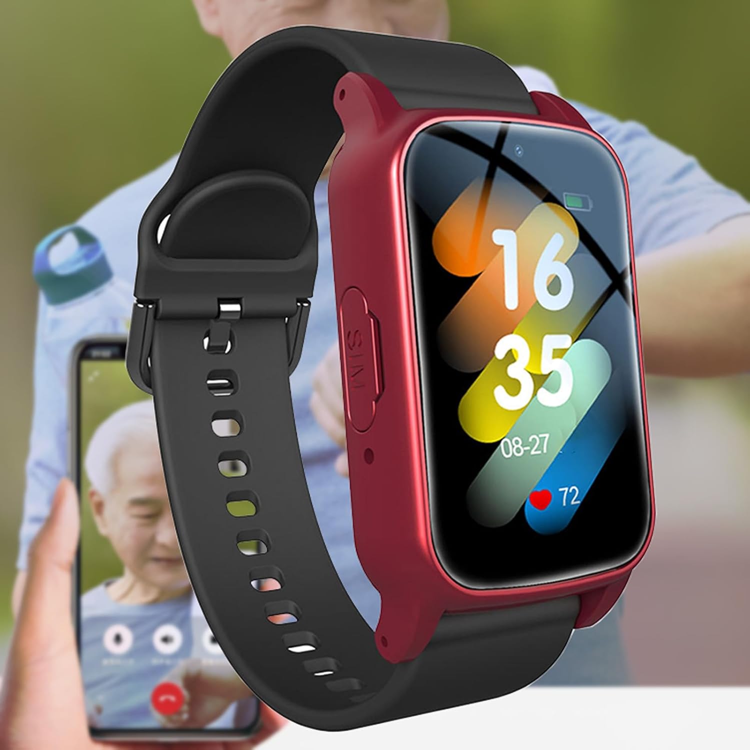 Fall Detection Smart Watch, SOS Personal Alarm for Elderly, 4G Fall ...