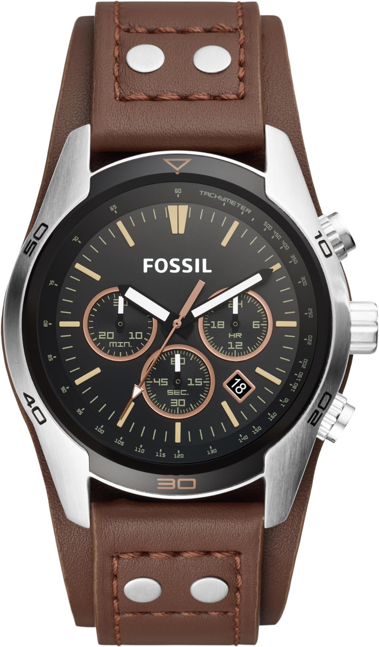 Fossil Watch for Men Nate, Quartz Chronograph Movement, 50 mm Black ...