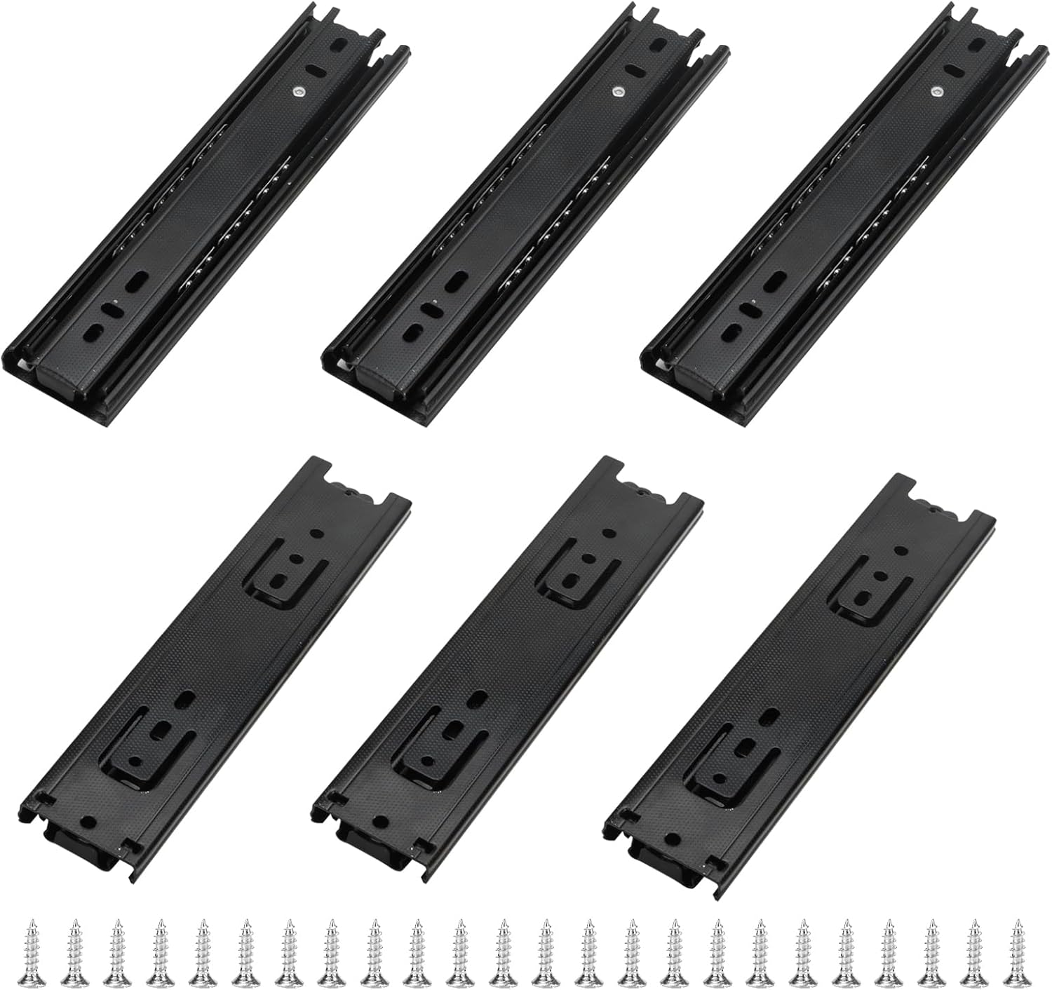 SOUJAP 6 PCS 8 Inch Full Extension Drawer Slides, Black Telescopic ...
