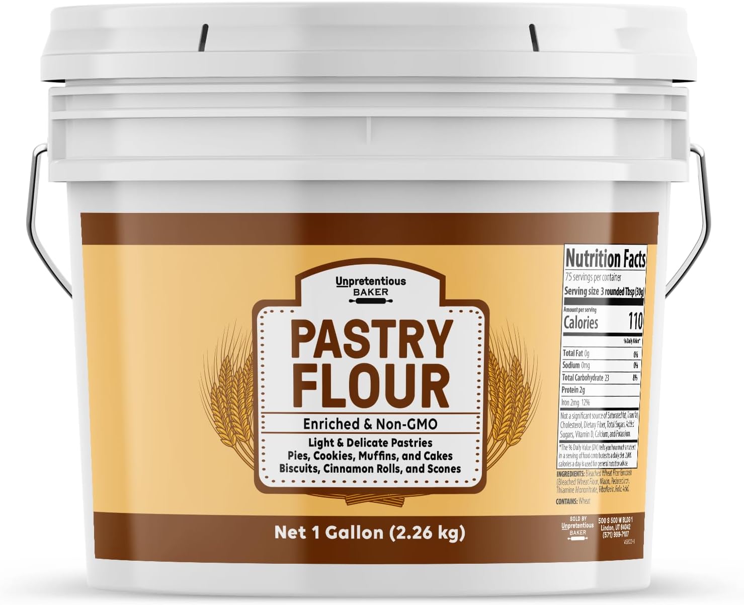 Amazon.com : Earthborn Elements Pastry Flour 1 Gallon Bucket, Baking ...