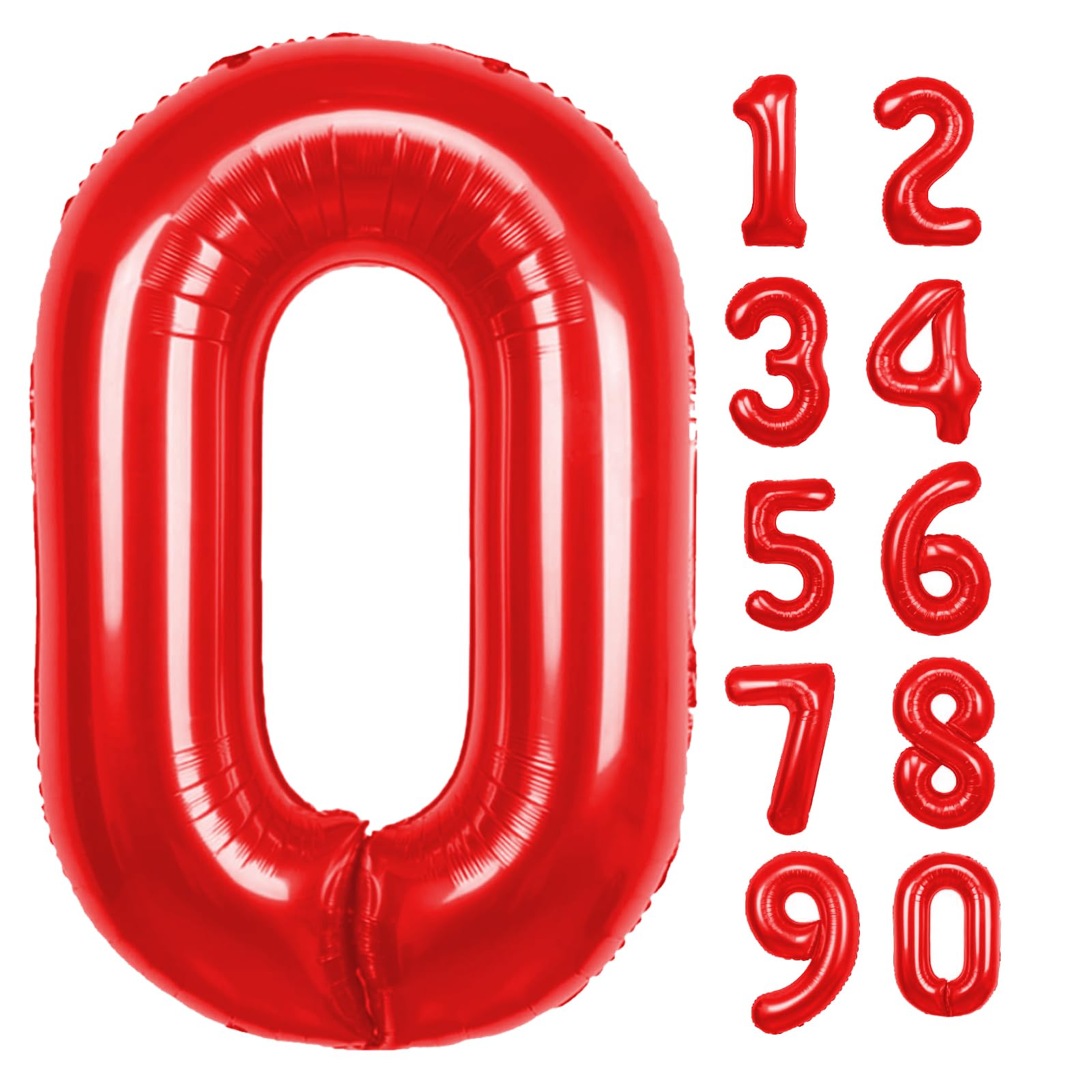 Amazon.com: 40 inch Red Number 0 Balloon, Giant Large 0 Foil Balloon ...