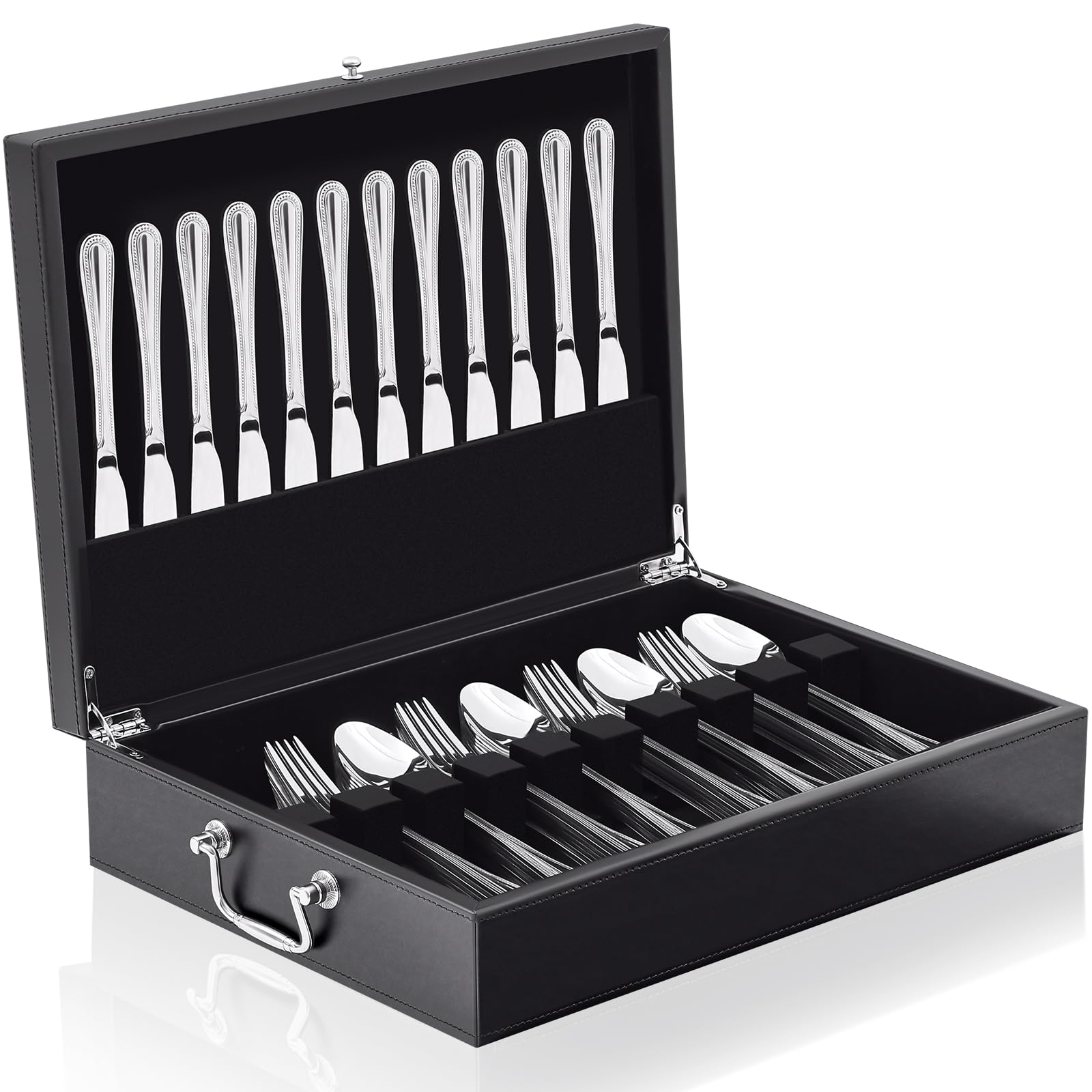 Snapklik.com : DoubleFill Leather Silverware Storage Box Flatware ...