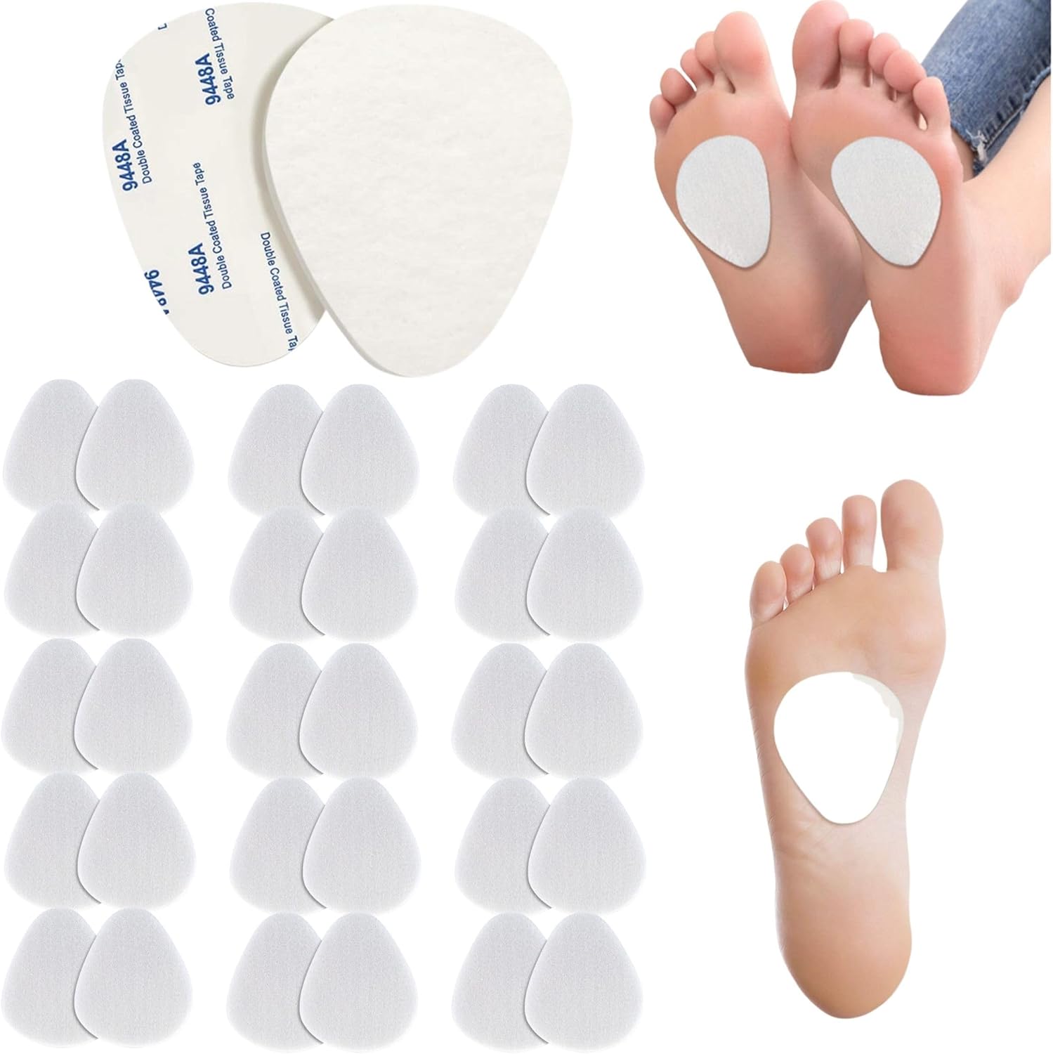 Amazon.com: Pack 30 Premium Metatarsal Foot Pads for Women and Men ...