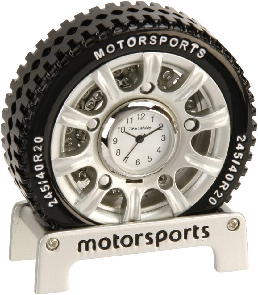 Classic, black and silver, 'Motorsports' alloy wheel and stand ...
