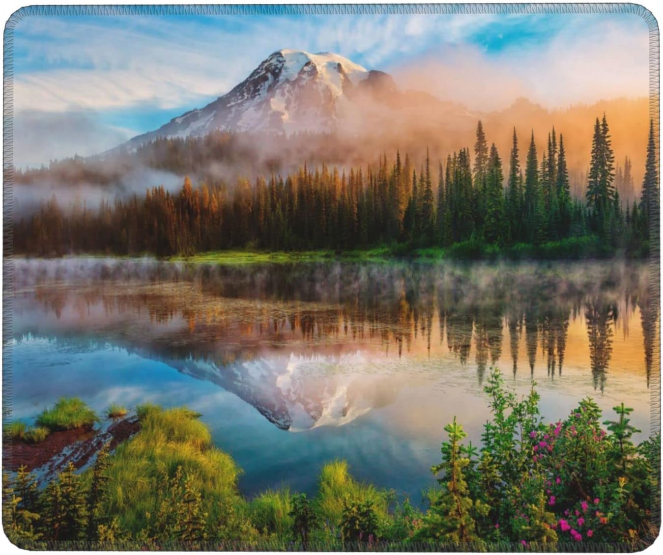 Amazon.com: CosrKee Mouse Pad Natural Landscape Mountains Forest Lake ...