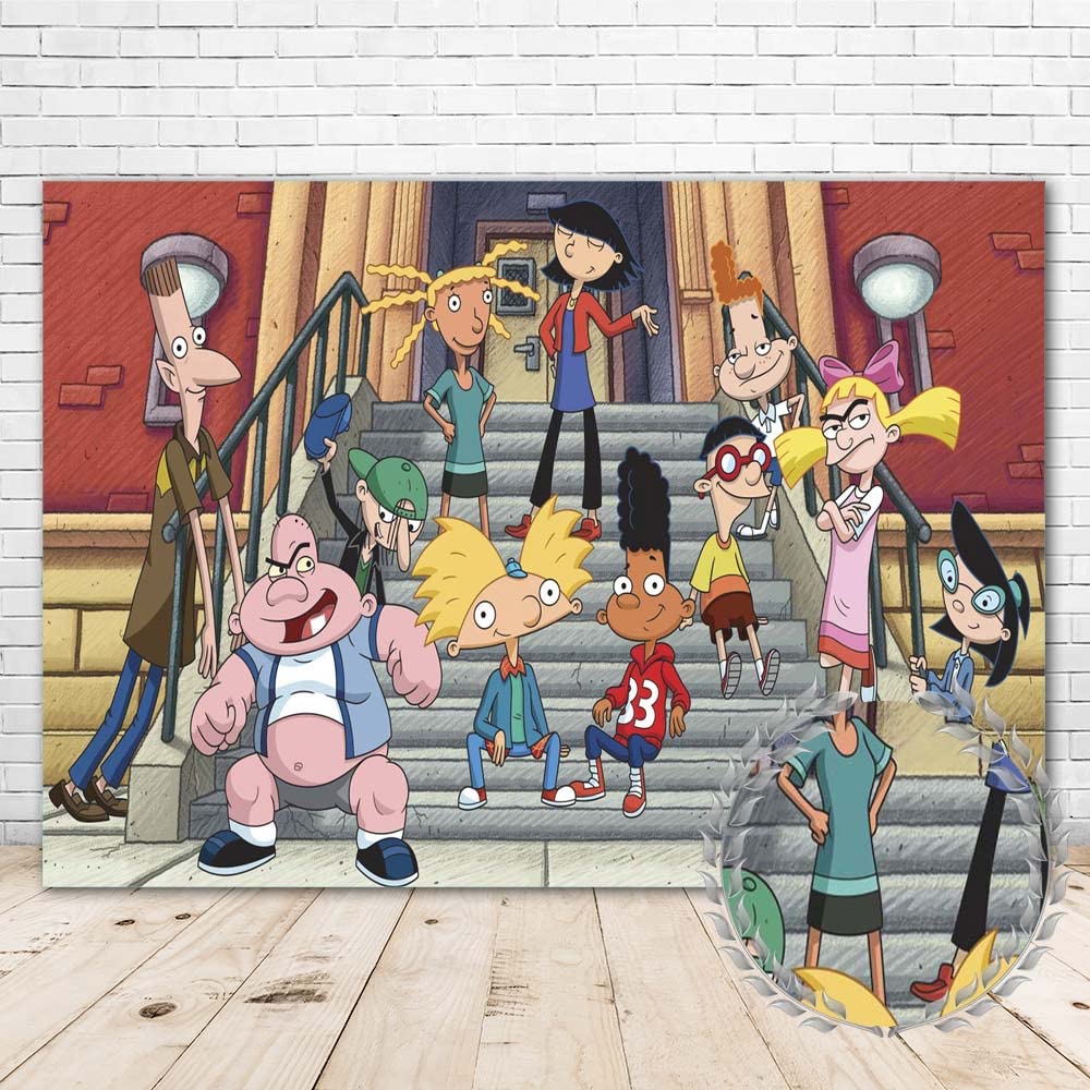Hey Arnold Birthday Party Decorations Banner 7x5ft Animated School Hey ...