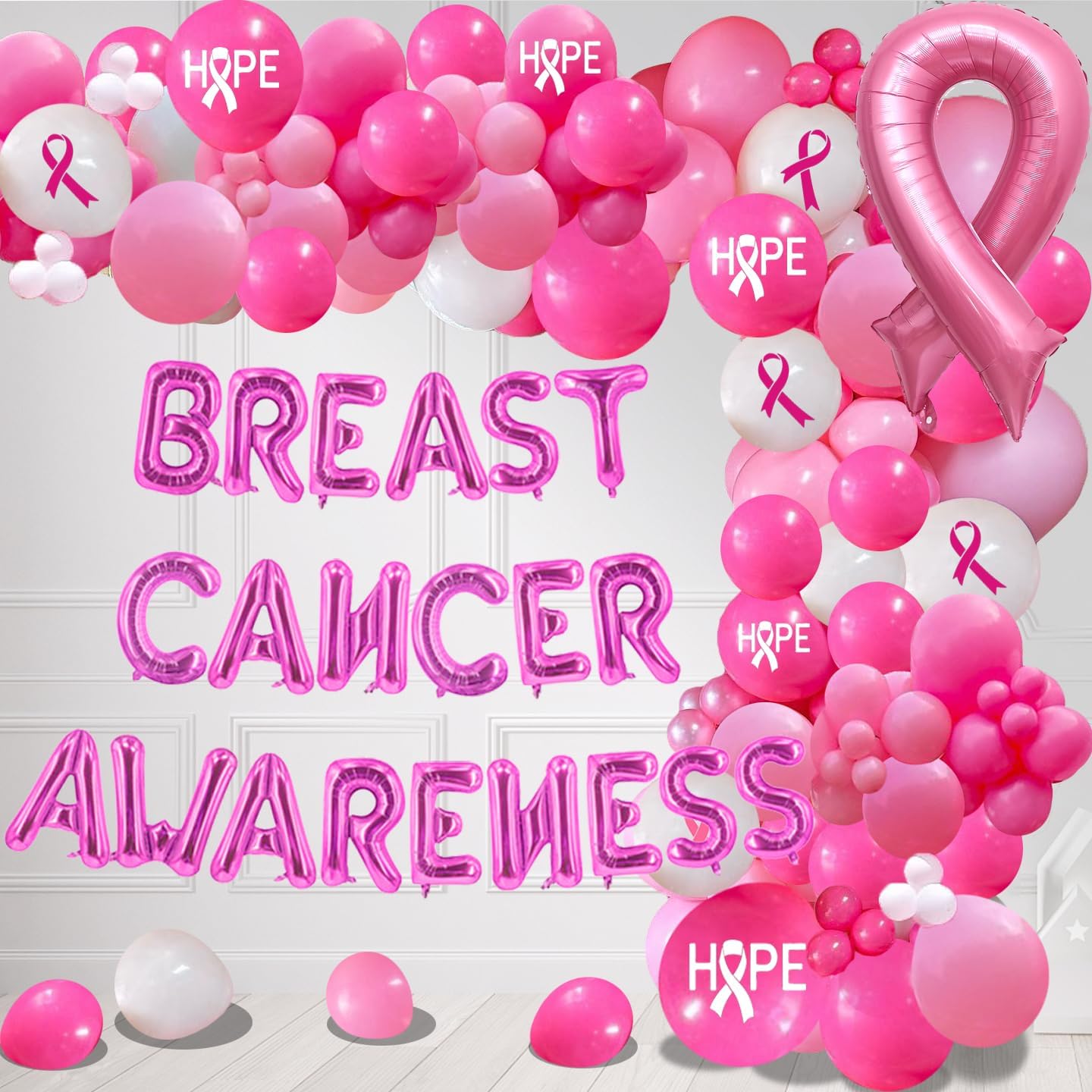 Amazon.com: AYDILOUP Breast Cancer Awareness Party Decorations Kit 130 ...