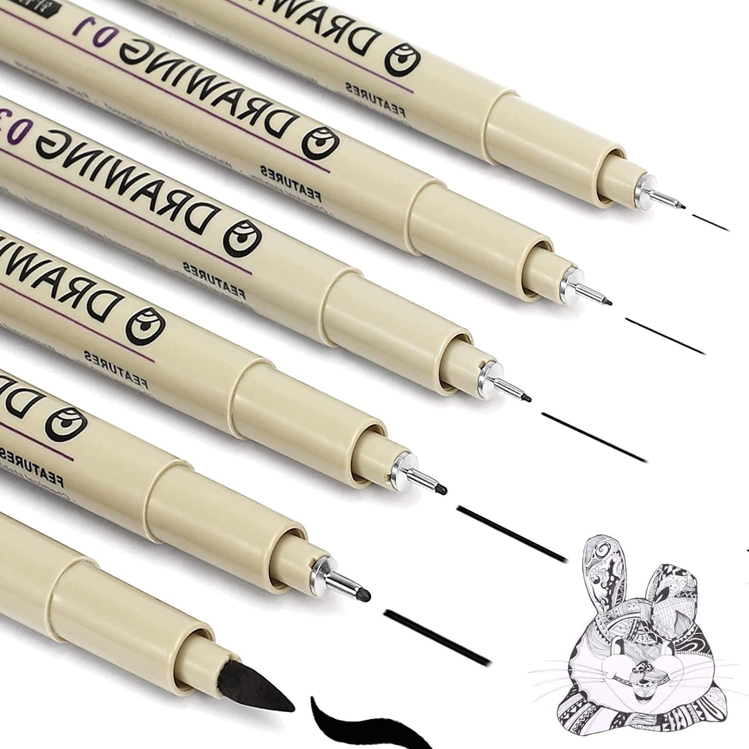 Micro Fineliner Drawing Art Pens, 6Pcs Black Fine Line Waterproof Ink ...