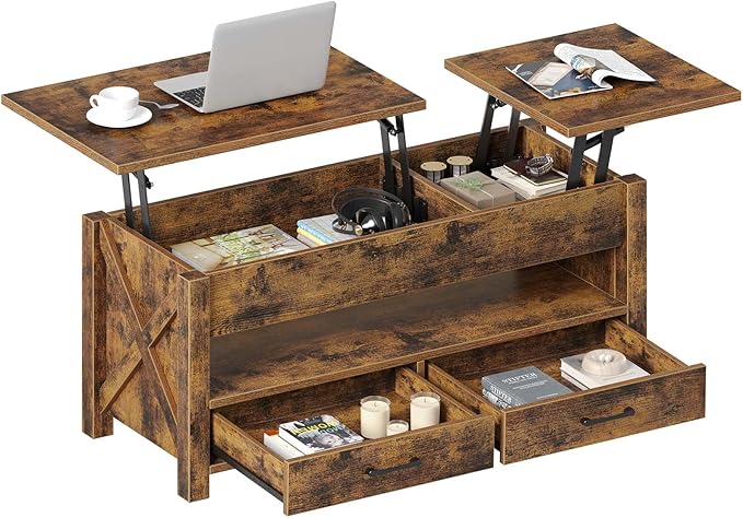 Seventable Coffee Table,47.2" Lift Top Coffee Table with 2 Storage ...