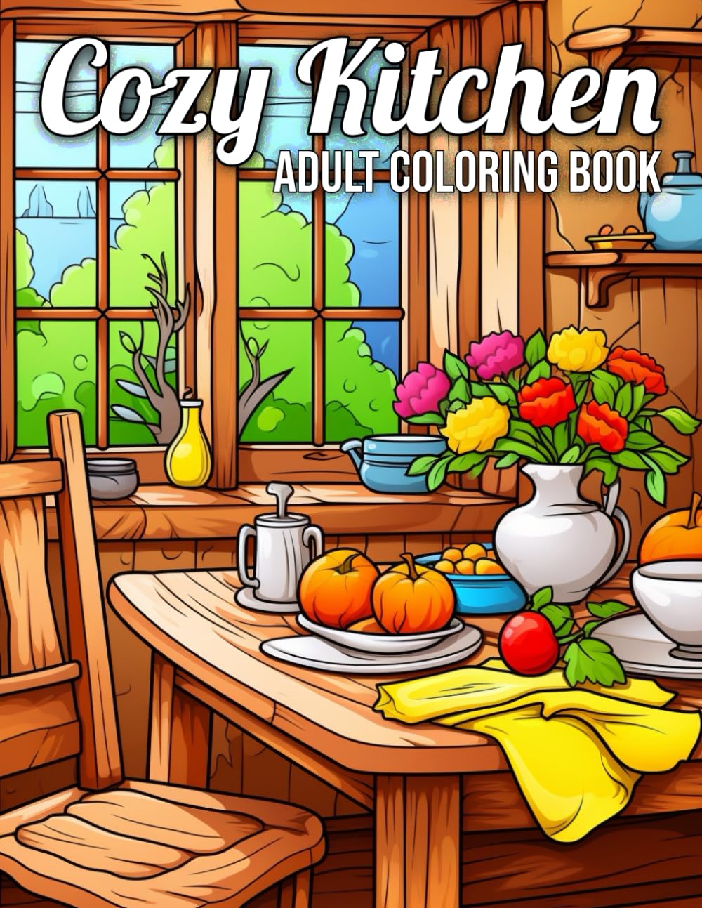 Cozy Kitchen Adult Coloring Book: Kitchen Coloring Book For Adults With ...