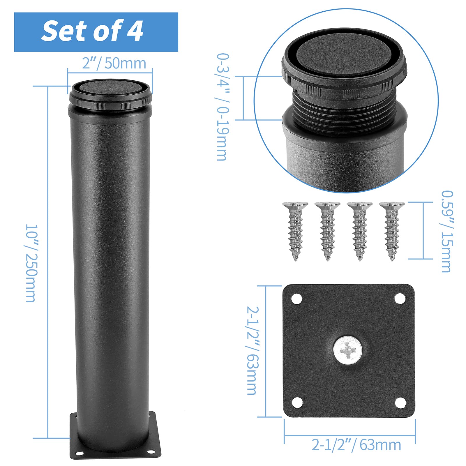 Snapklik.com : Masendelk 10 Inch Metal Furniture Legs Stainless Steel ...