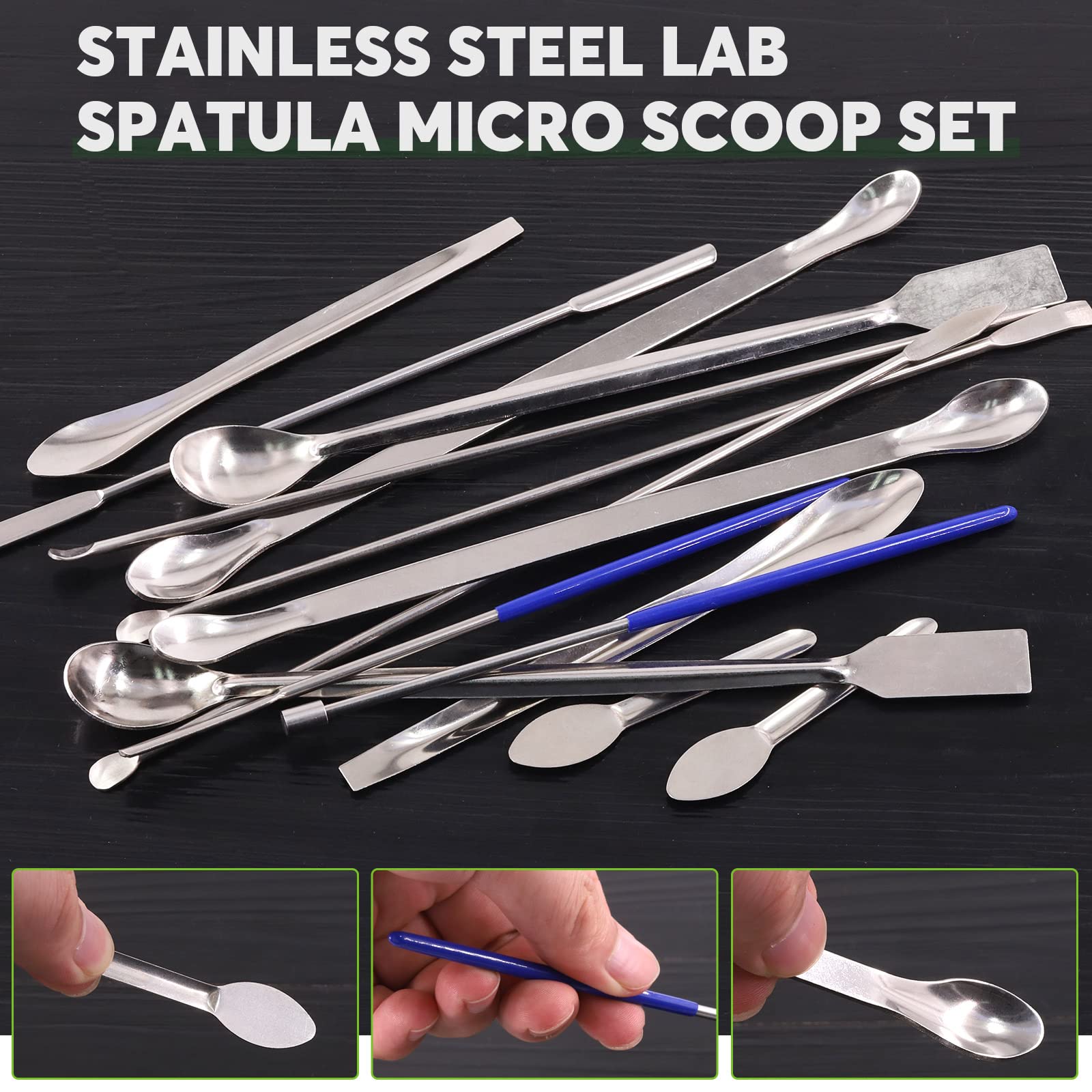 Lab Test Equipment 4 Piece - Color Coded Stainless Steel Lab Spatulas ...