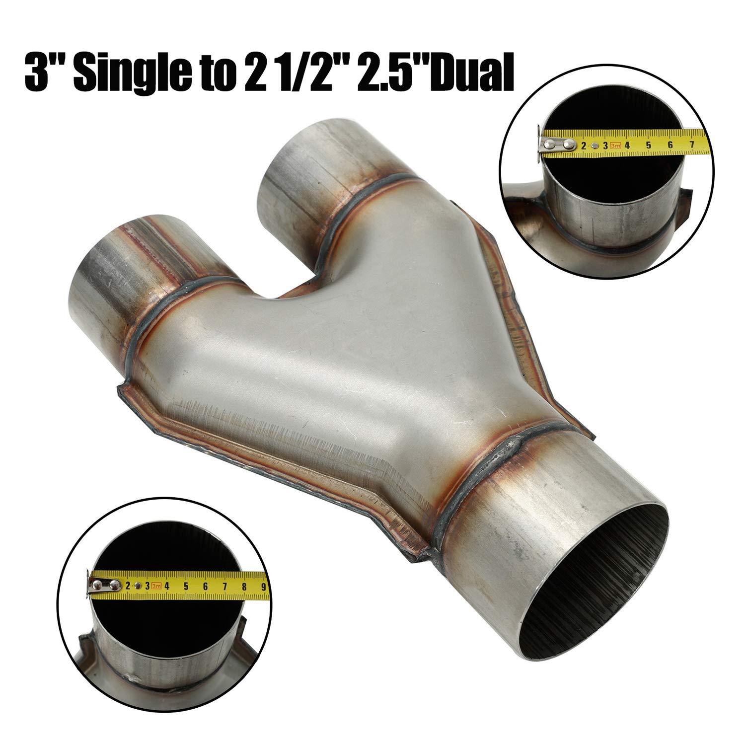 LucaSng T409 Stainless Steel Y Pipe 3" Single to 2 1/2" 2.5" Dual ...