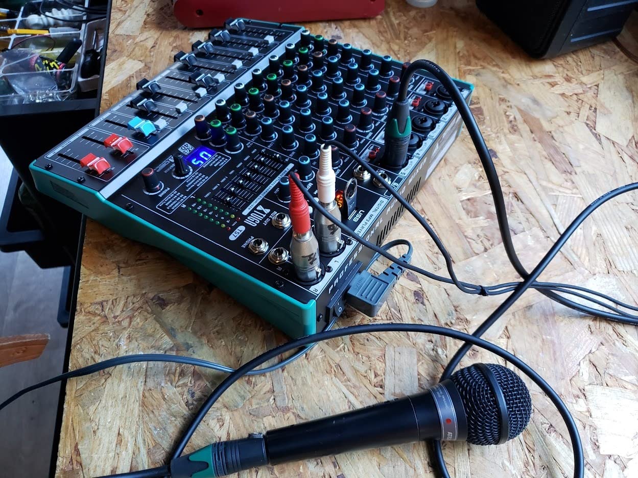 Amazon | XTUGA TS7 7チャンネルオーディオミキサーサウンドボード、99 DSP、Bluetooth、ミュート機能、スタジオ/DJステージ/パーティー用の7バンドバランス ...