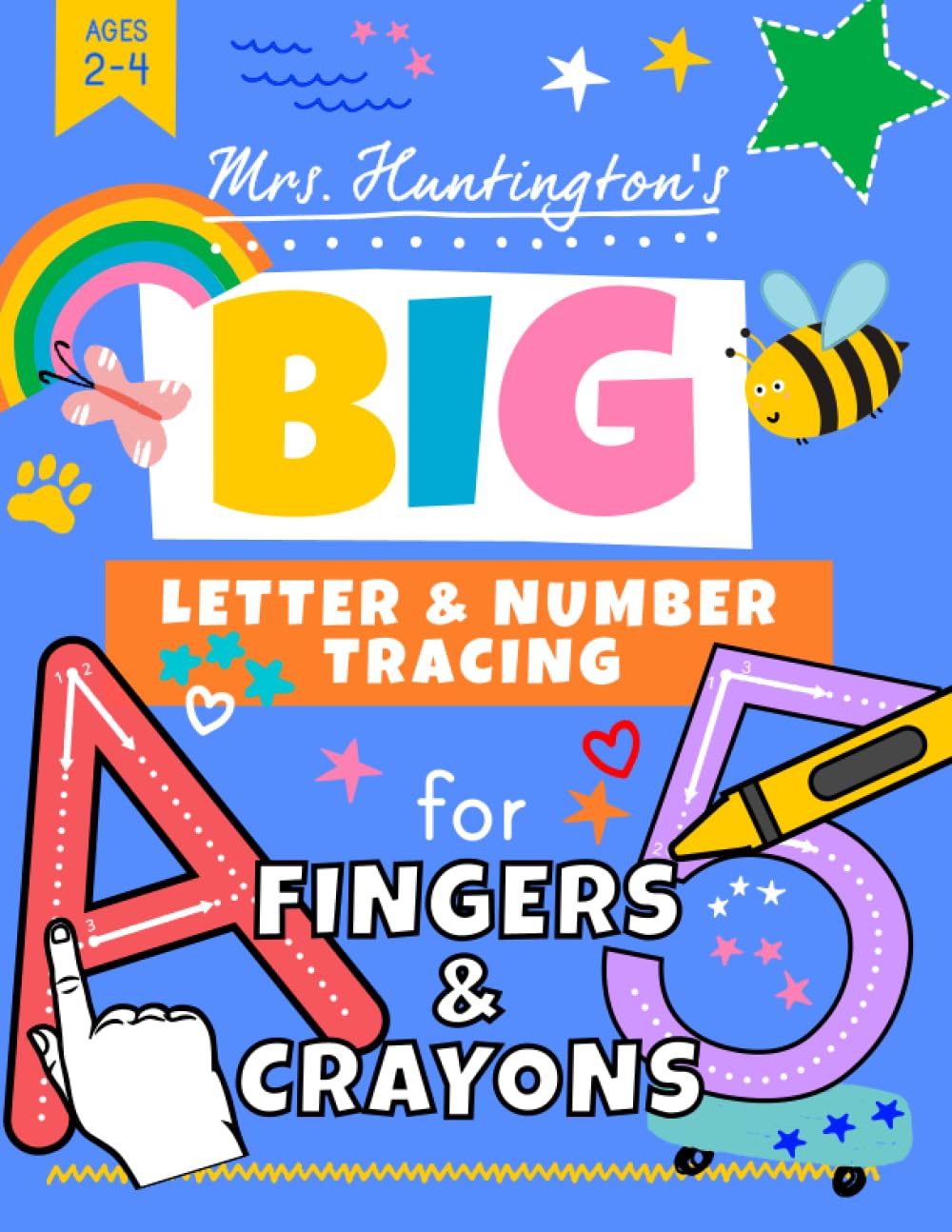 Amazon.com: Big Letter & Number Tracing for Fingers and Crayons Ages 2 ...