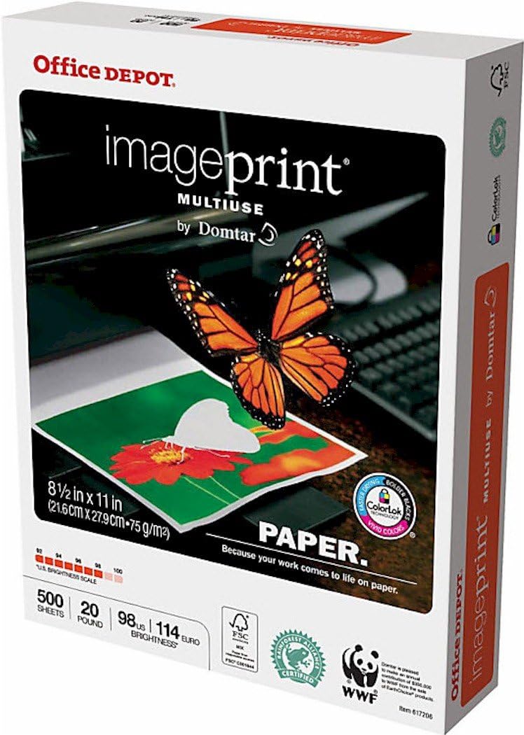 Amazon.com : Office Depot ImagePrint Multiuse Paper by Domtar, 8 1/2in ...