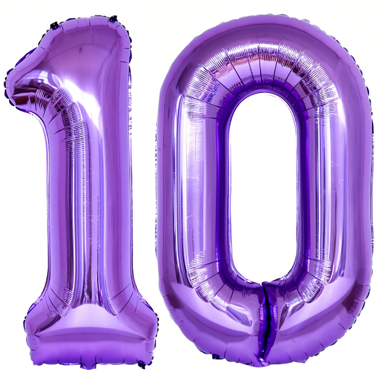 Amazon.com: Number 10 Purple Balloons 40 Inch Giant Purple 10 Number ...