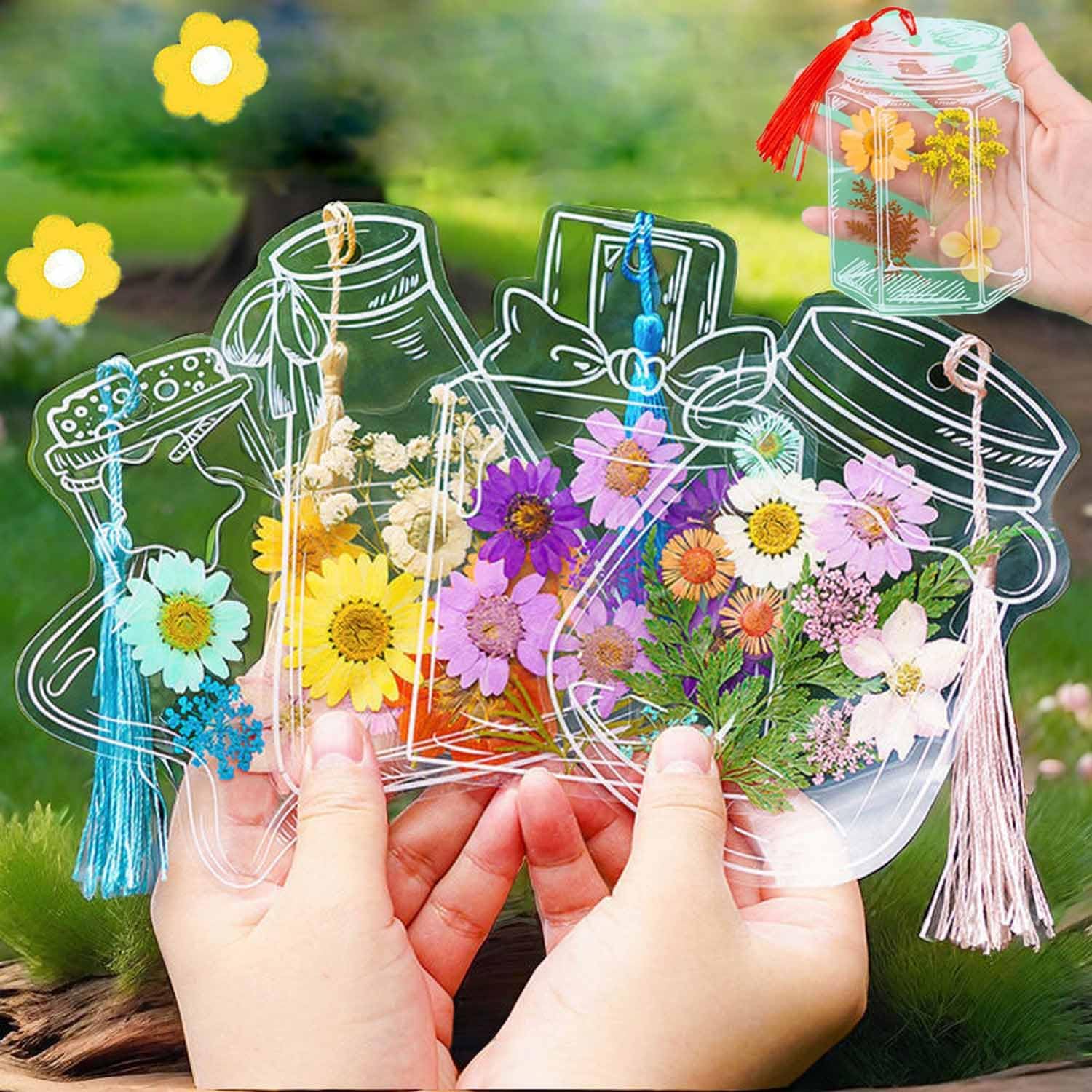 Amazon.com: Thousand Flower Bookmark, DIY Transparent Dried Flower ...