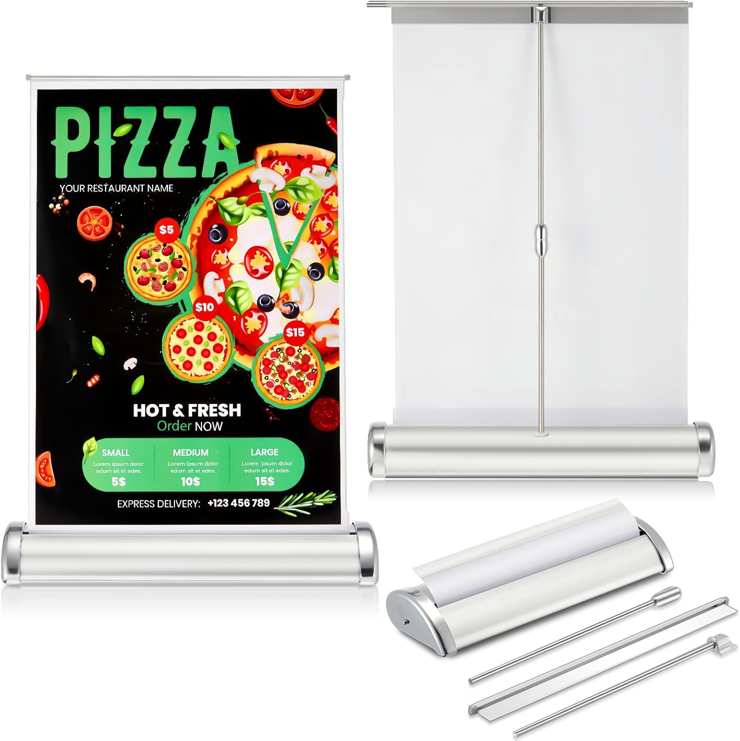 Amazon.com : Landhoow 2 Pcs Mini Retractable Banner Stand 8.5'' x 11 ...