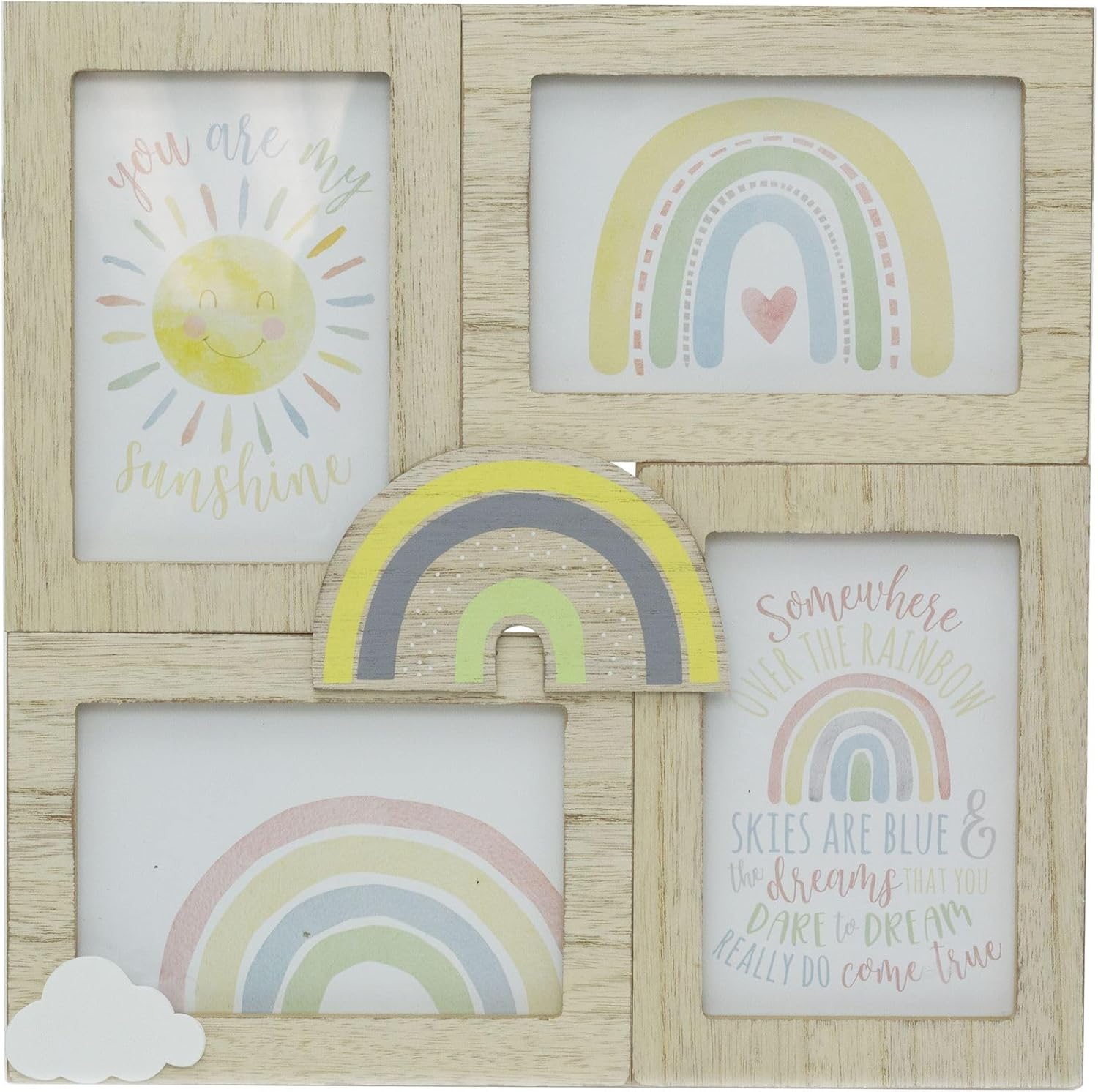 Carousel Home Wooden Rainbow 4 Aperture Keepsake Baby Photo Frame ...