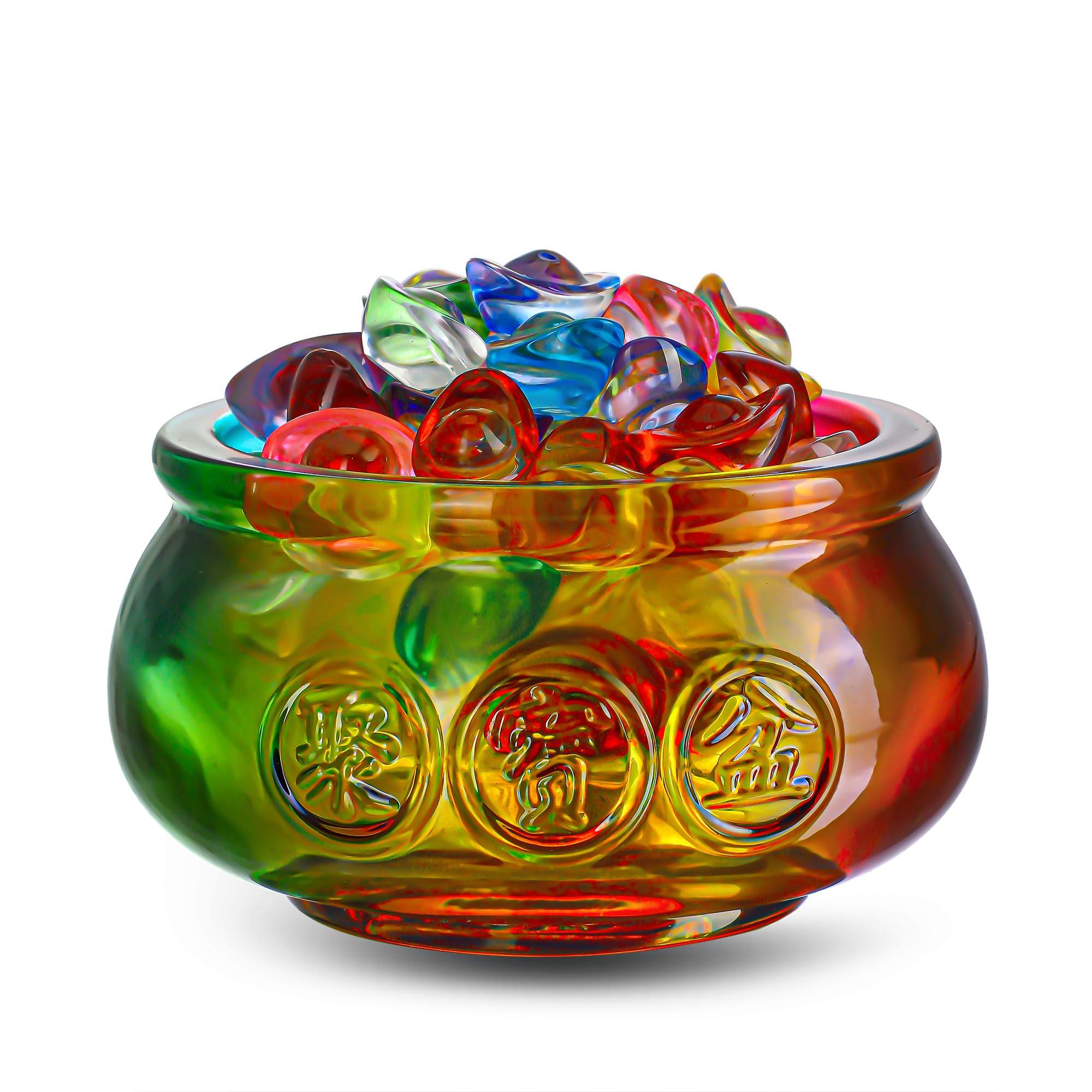 Amazon.com: 3’’ Colorful Crystal Glass Treasure Basin Cornucopia Bowl ...