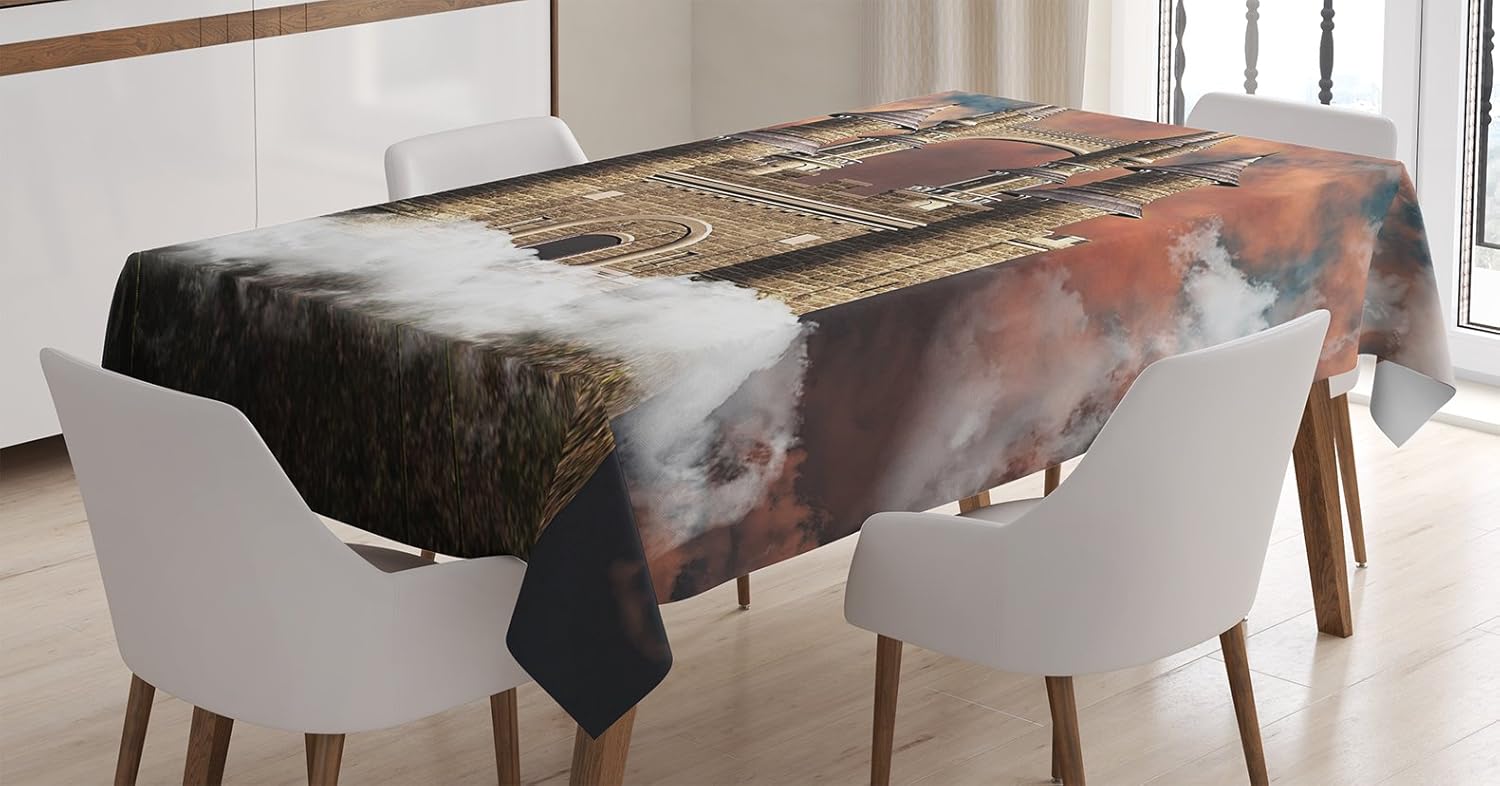 Amazon.com: Ambesonne Medieval Tablecloth, Magic Castle on The Hill ...
