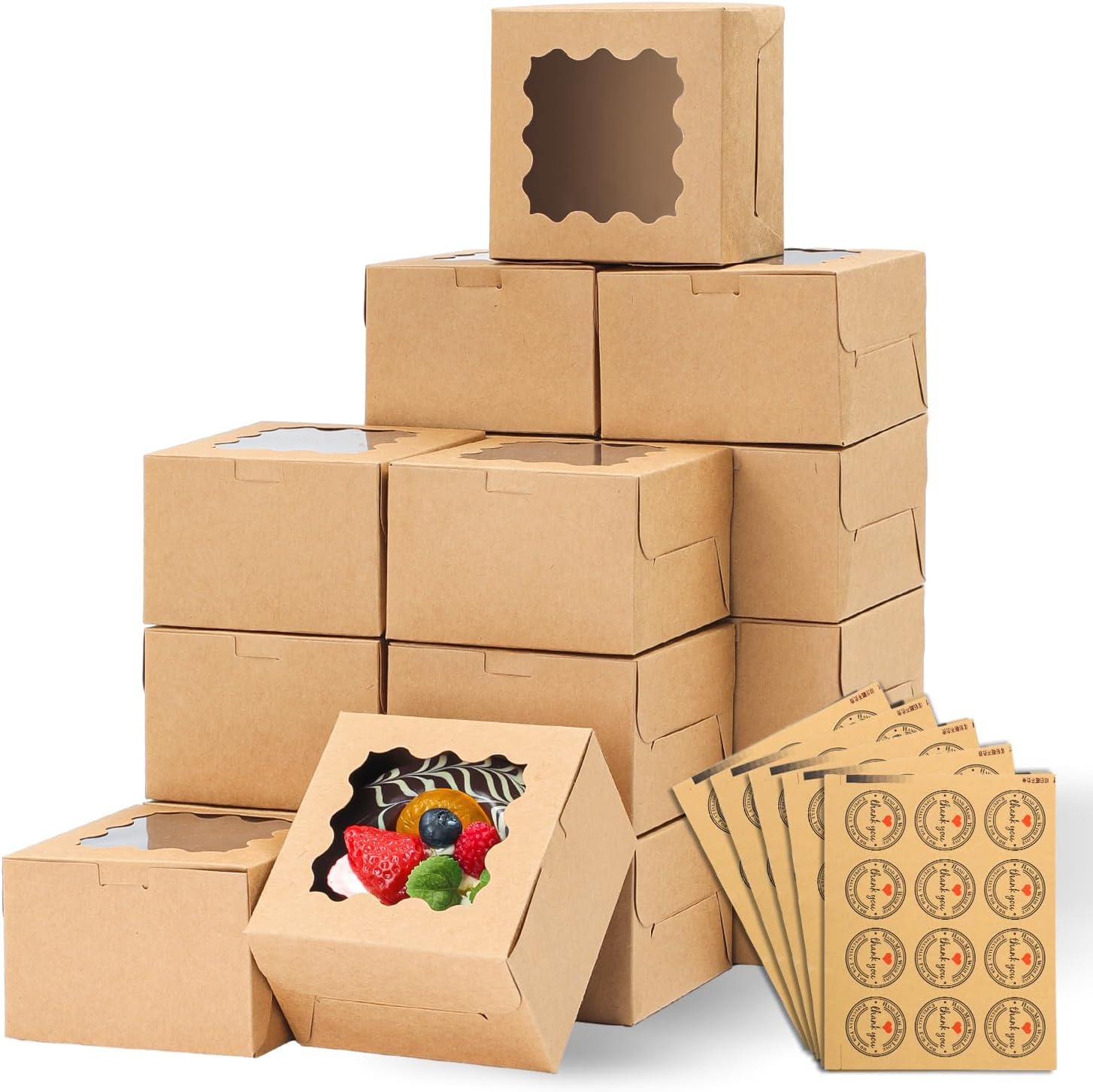 Amazon.com: AISEY Brown Bakery Boxes, 4x4x2.5 Inches small cookie boxes ...