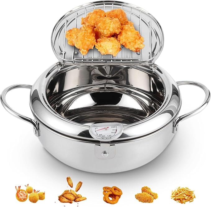 Japanese Deep Frying Pot, Tempura Frying Pot with Thermometer Induction ...