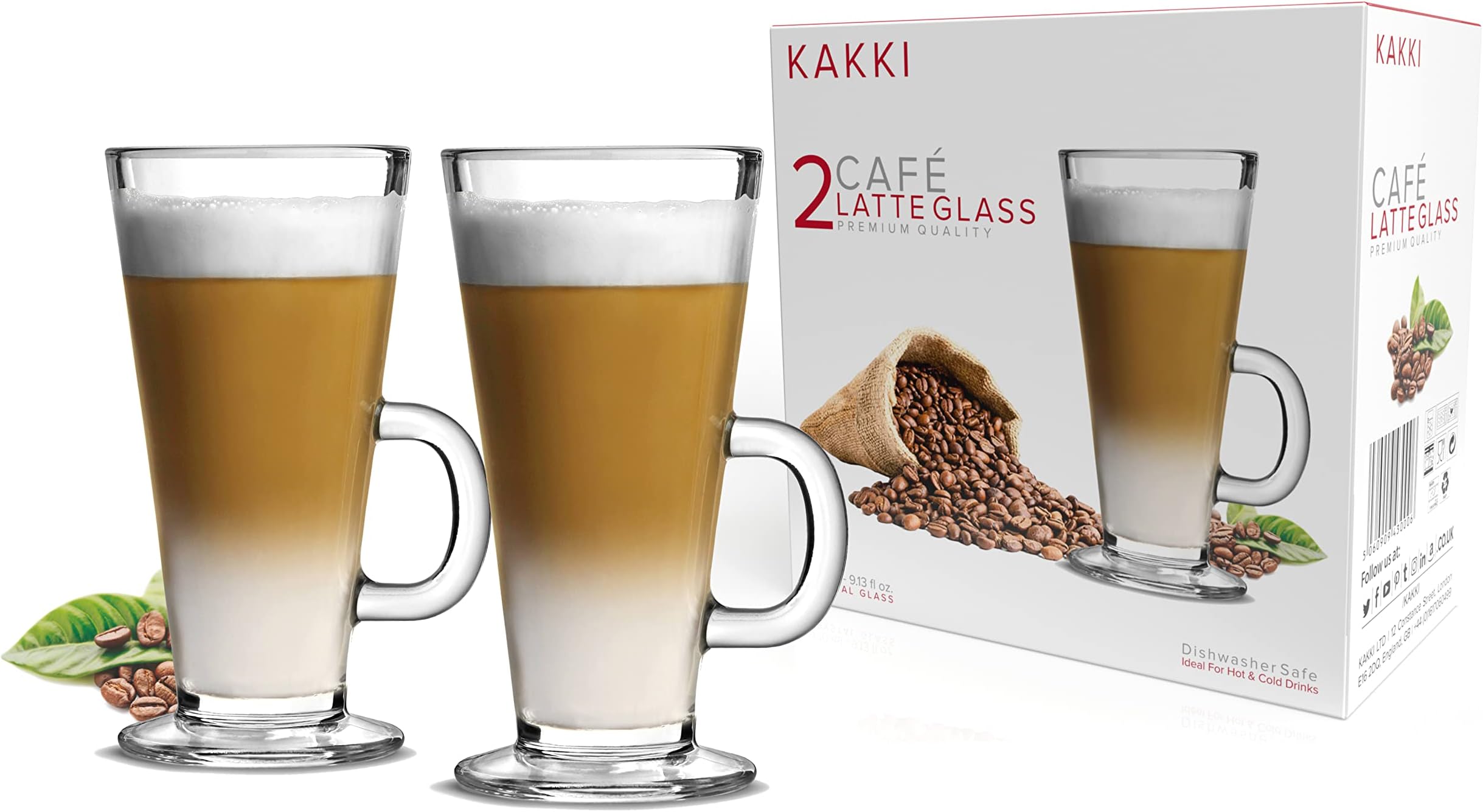 Latte Glass Tea Coffee Cup Mug (Fits Tassimo & Dolce Gusto) Size Large ...