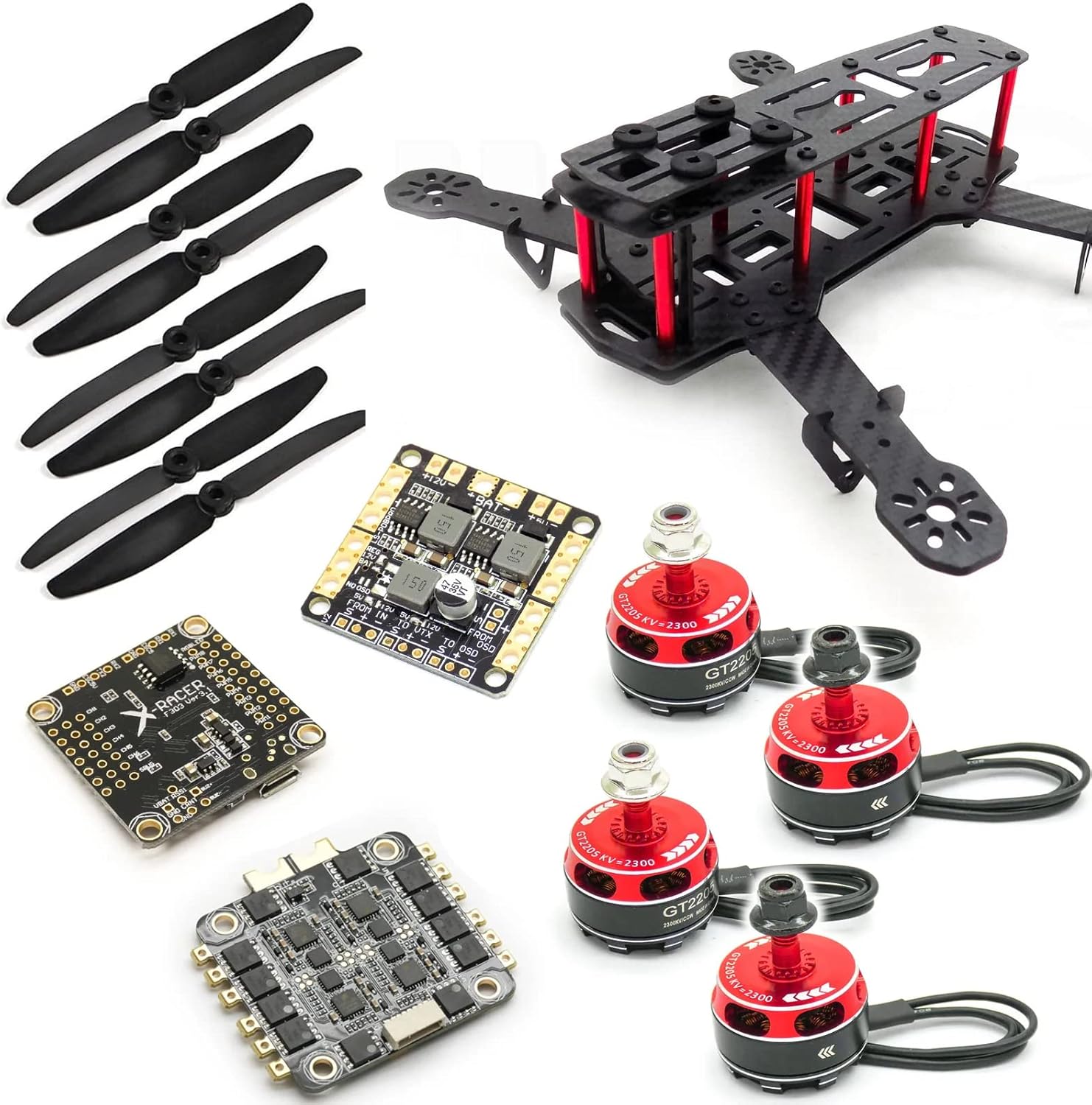 Amazon.com: SpeedyFPV ZMR250 250mm FPV Racing Drone Kit with GT2205 ...