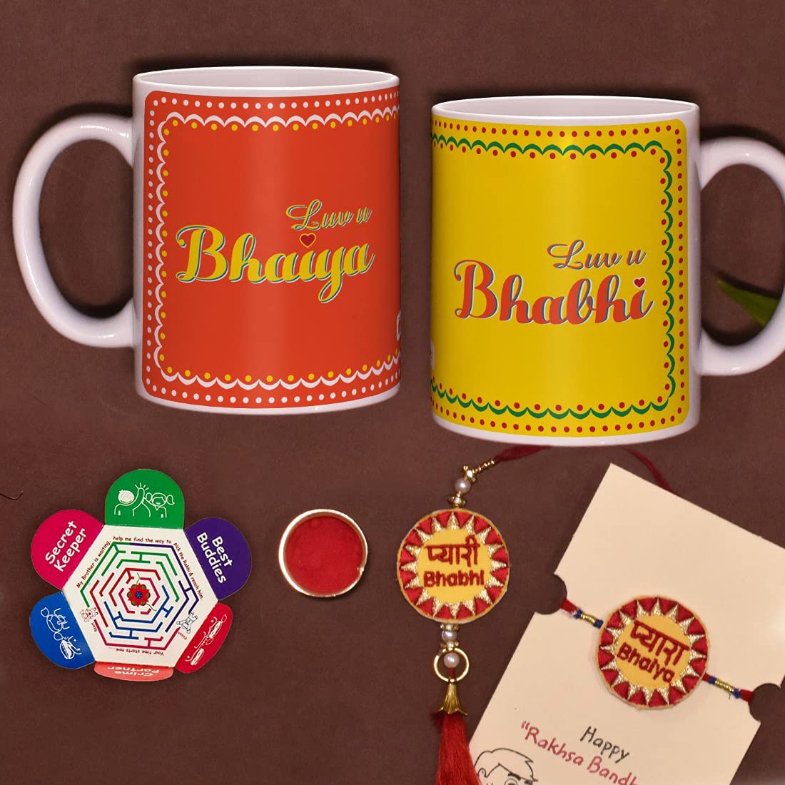 Buy Indigifts Bhaiya Bhabhi Gift Set | Luv U Bhaiya & Bhabhi Printed ...