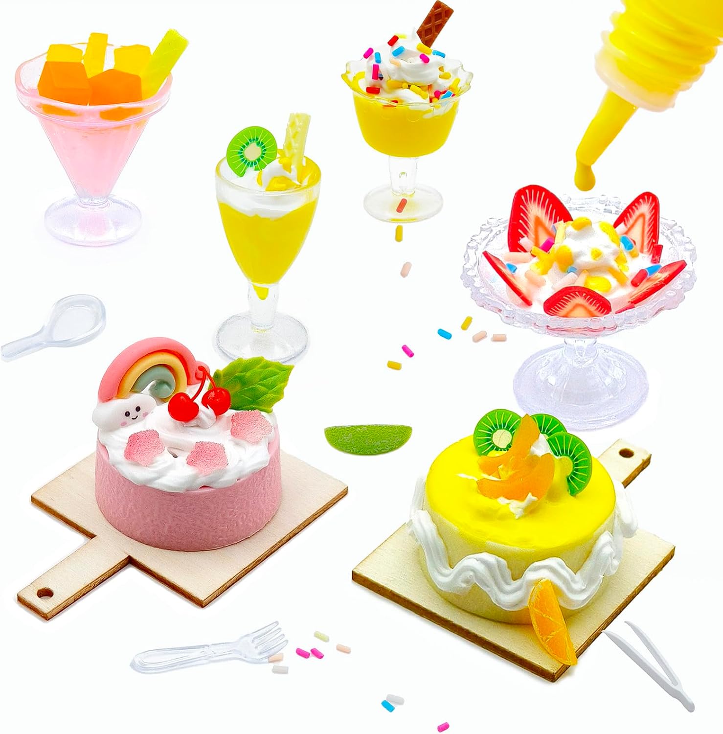 Amazon.com: DIY Mini Food Play Toy Making Material Kit Simulation Cream ...