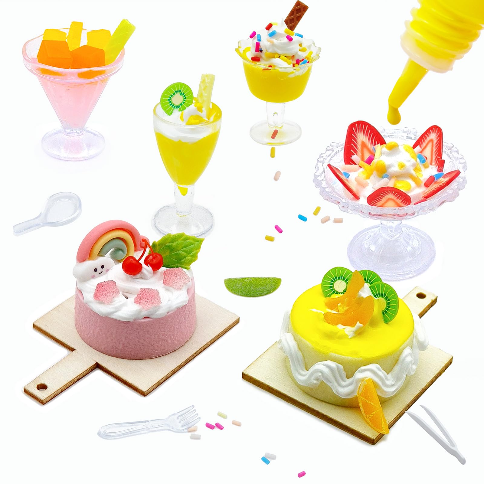 Amazon.com: DIY Mini Food Play Toy Making Material Kit Simulation Cream ...