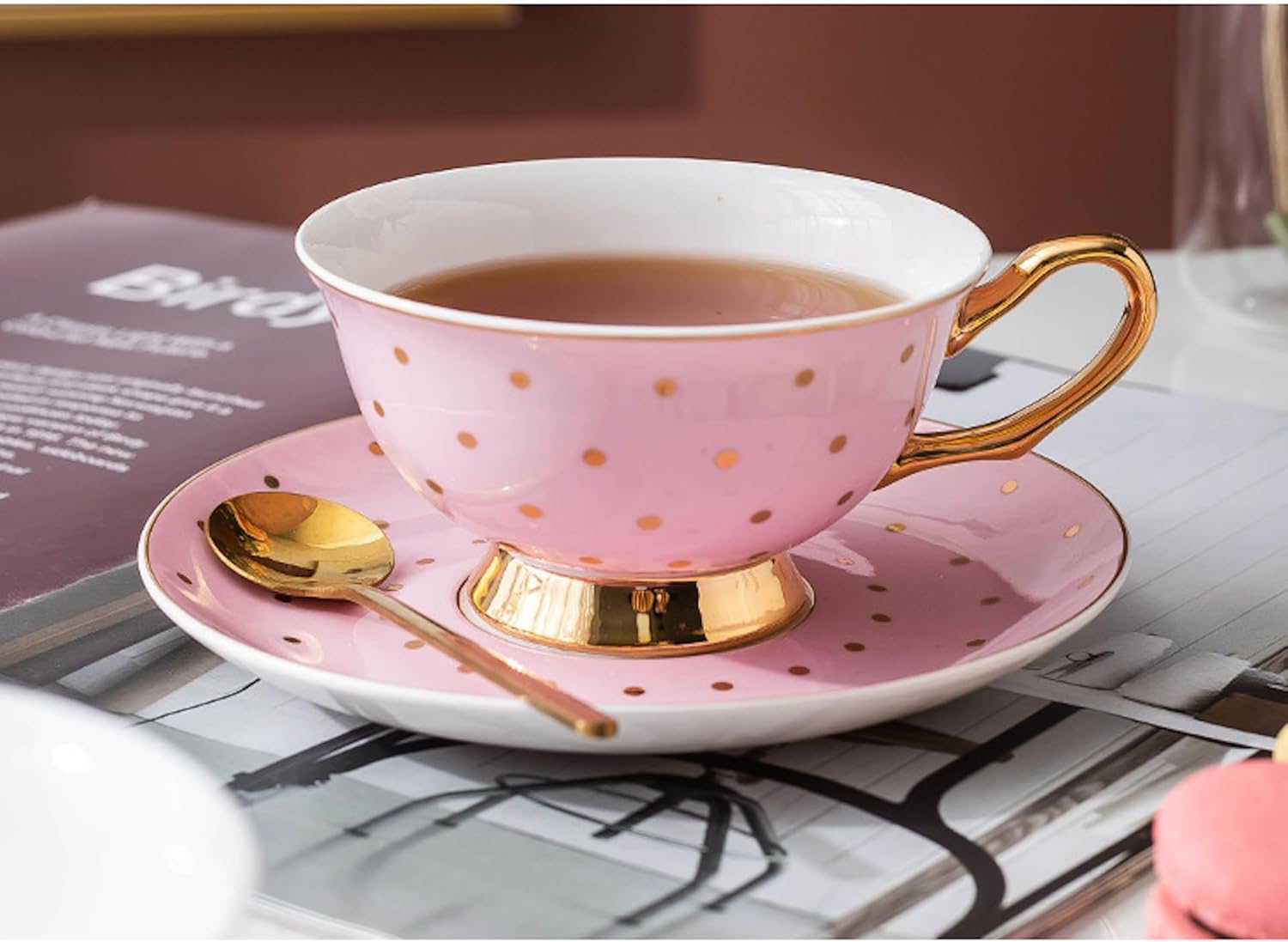 Amazon.com | Fashion Essentials Elegant Pink Tea Set - Bone China with ...
