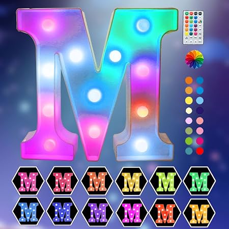 Light Up Colorful LED Marquee Letter Lights, 18 Colors Changing ...