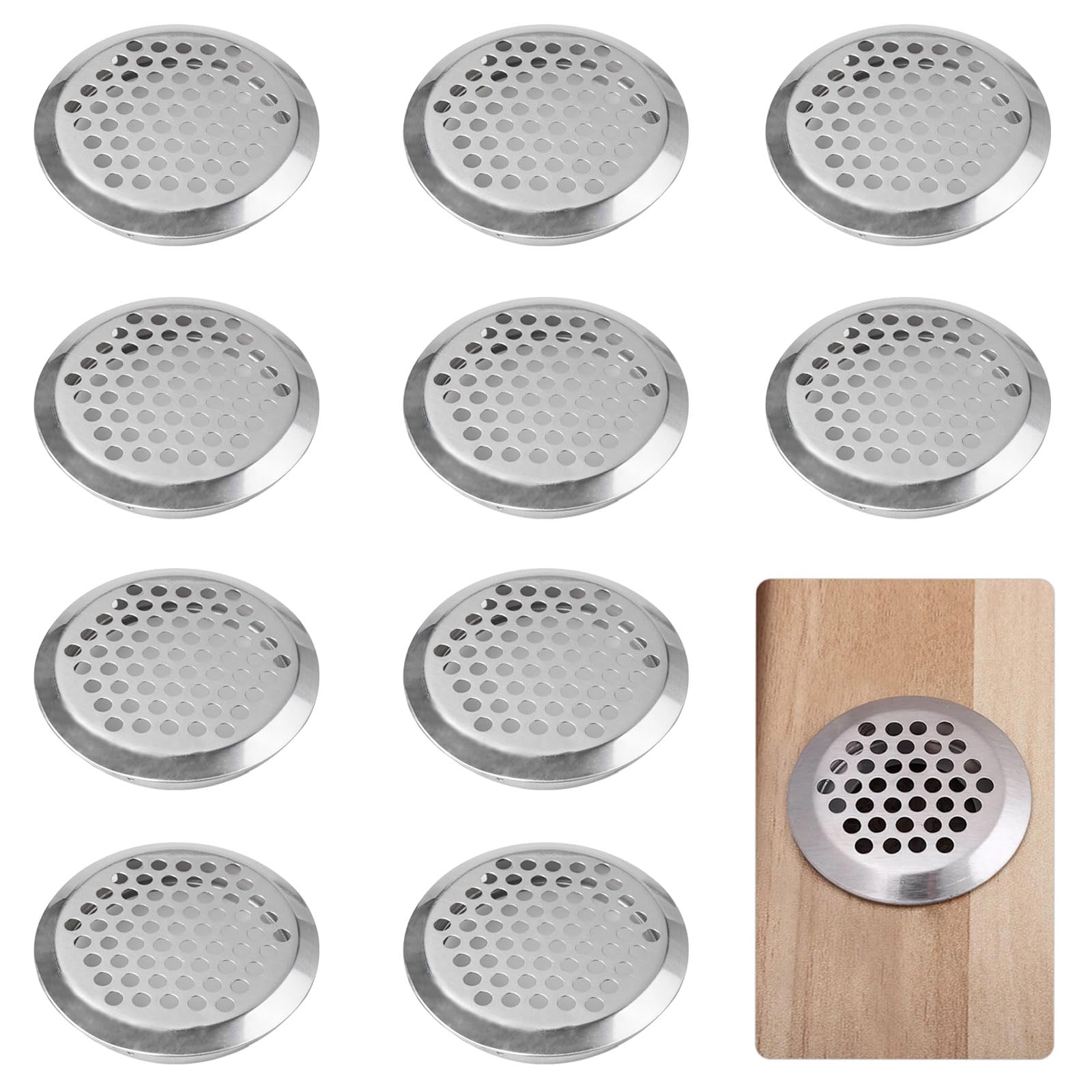 Round Ventilation Grille, Pack of 10 Stainless Steel Ventilation Hole ...