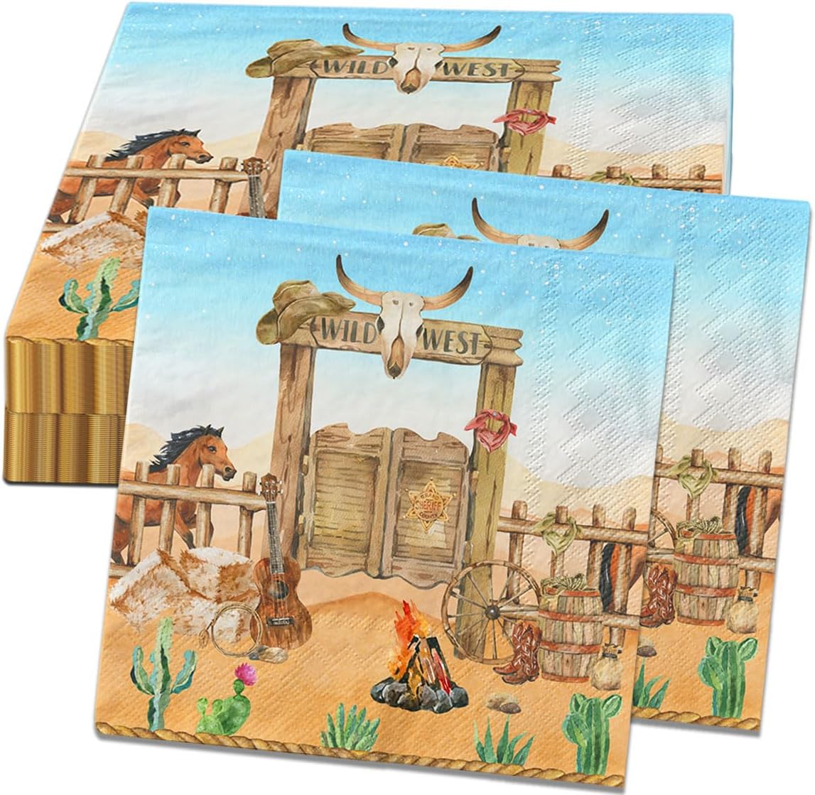 Amazon.com: Wild West Party Decorations-40pcs Western Cowboy Napkins ...