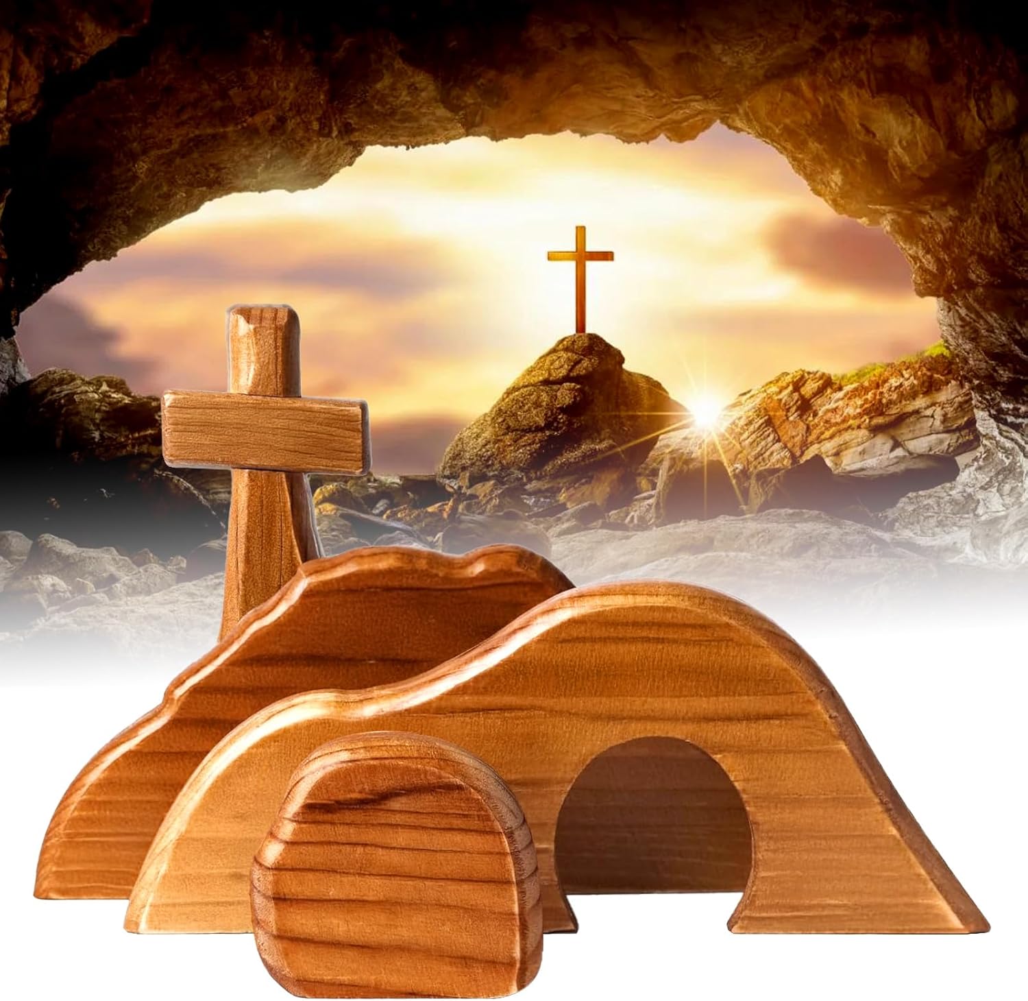 Amazon.com: Easter Resurrection Scene Set, Easter Wooden Decorations ...