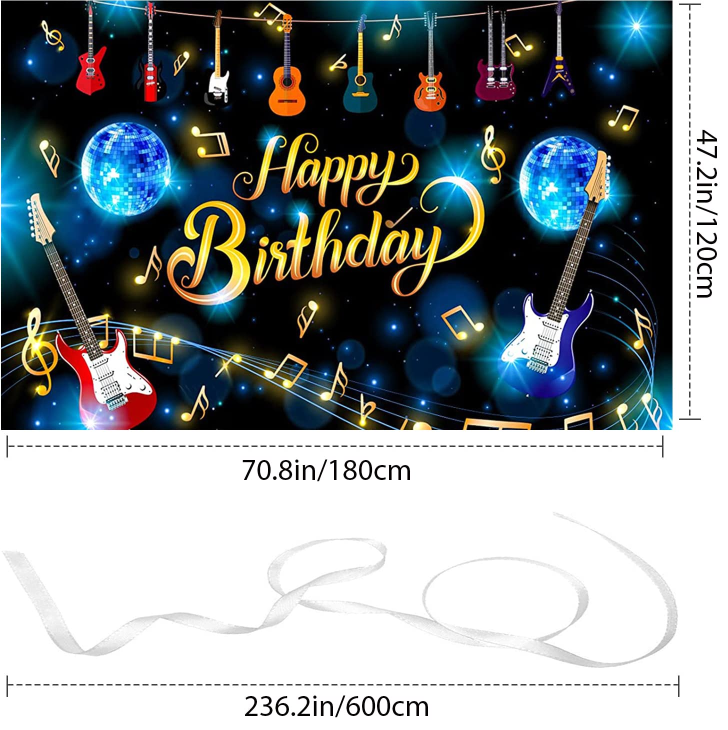 Music Instruments For Kids Music Note Happy Birthday Banner Backdrop ...