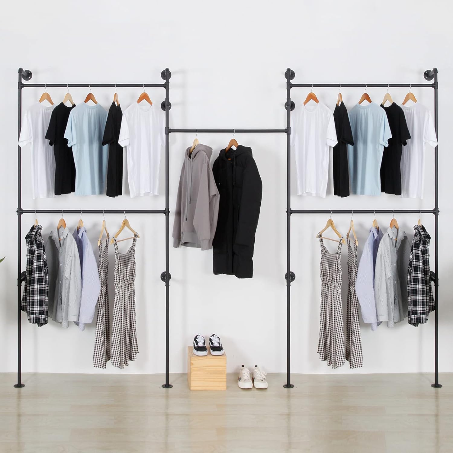 Amazon.com: EDCB Industrial Pipe Clothes Rack, Heavy Duty Detachable ...