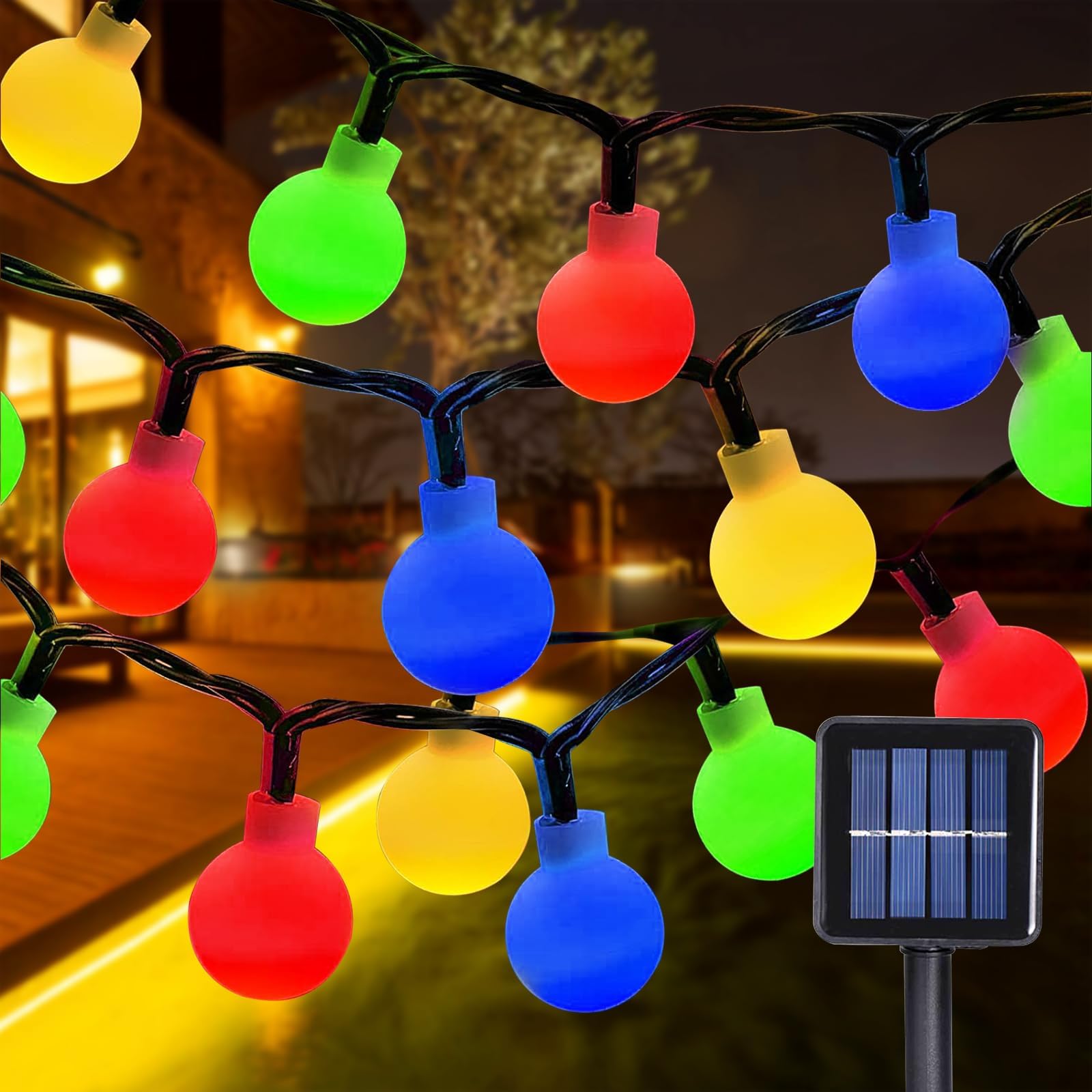 GHONLZIN LED Solar String Lights Outdoor Indoor, 12M Globe String ...