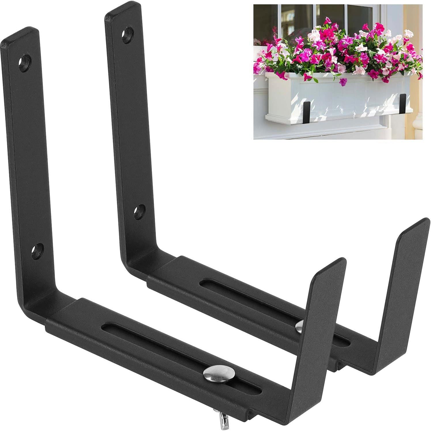 Amazon.com : KIVATA Window Box Brackets, Adjustable Planter Box ...