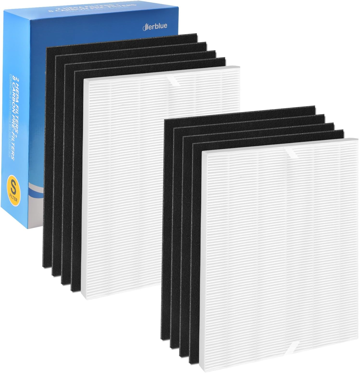 Amazon.com: DerBlue 2 Pack C545 True HEPA Filter & 8 Pcs Carbon Pre ...