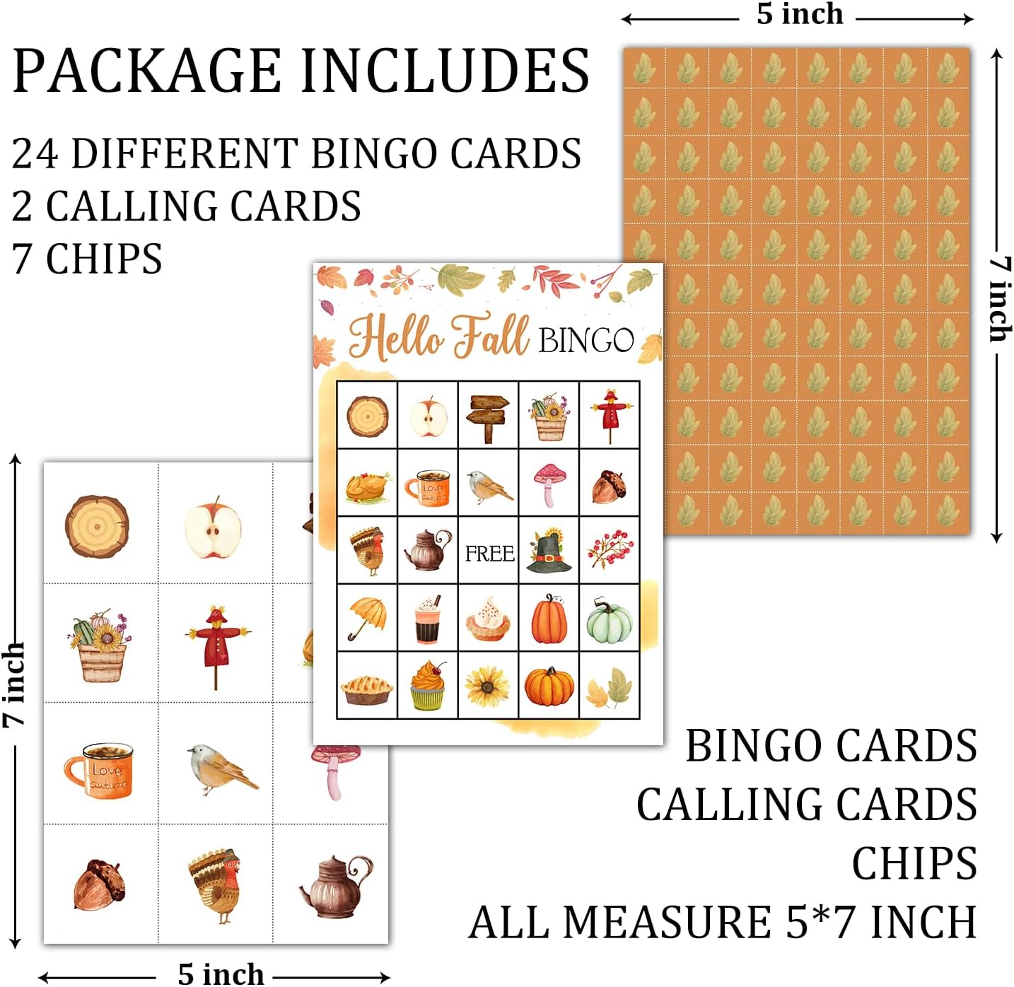 ESAMP Hello Fall Bingo Game Cards, Thanksgiving Day Bingo, Fall Party ...