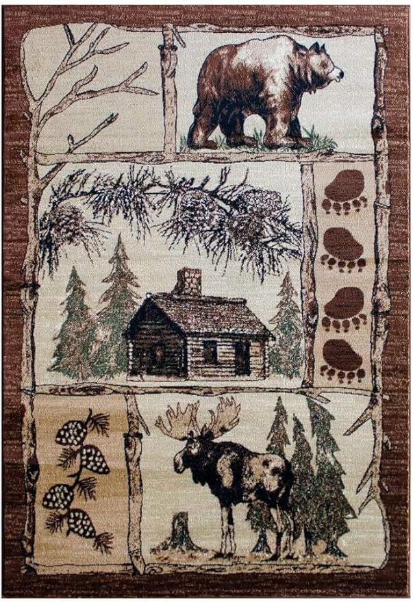 Amazon.com: YHSF Cabin Style Area Rug – Rustic Lodge Rugs with Bear ...